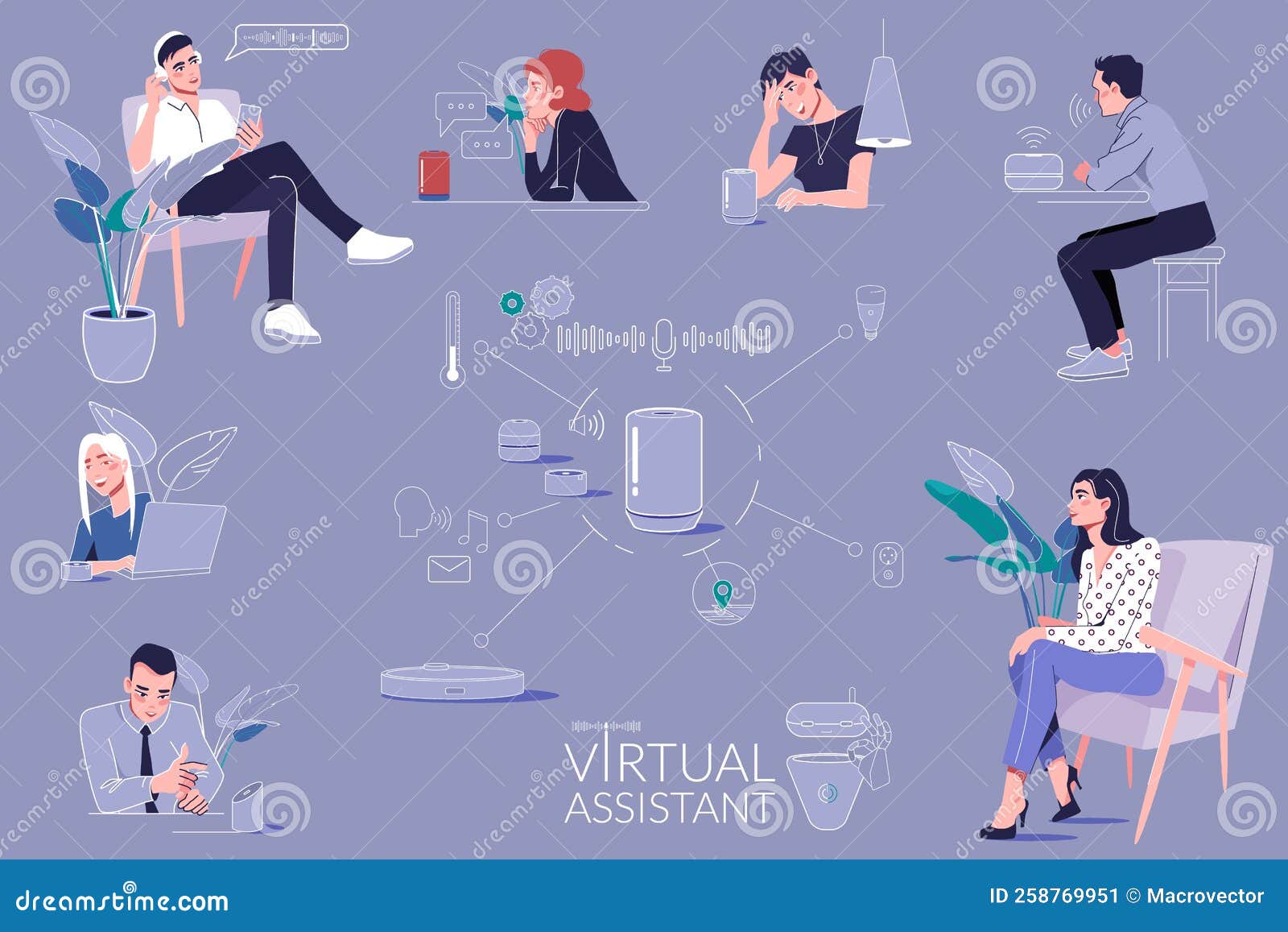 Smart Virtual Assistant Flowchart Stock Vector - Illustration of ...