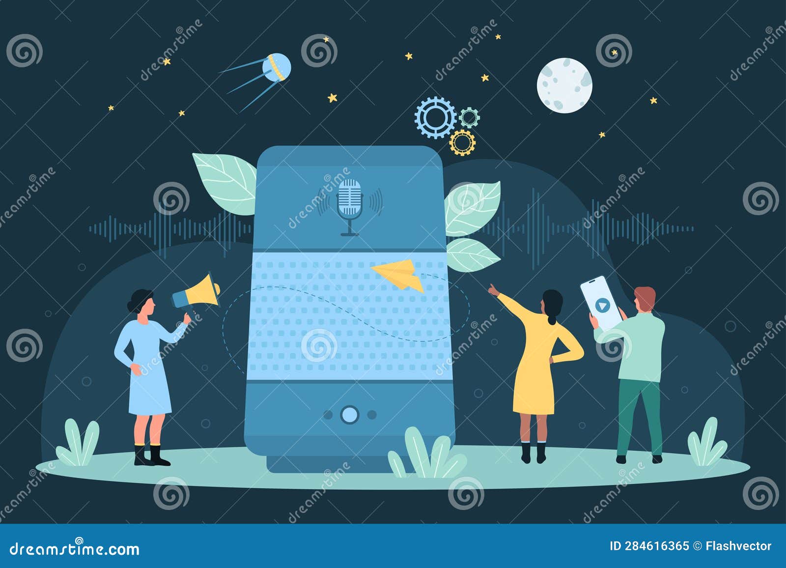 Smart Voice Personal Assistant, AI Speech Recognition Dark Concept ...