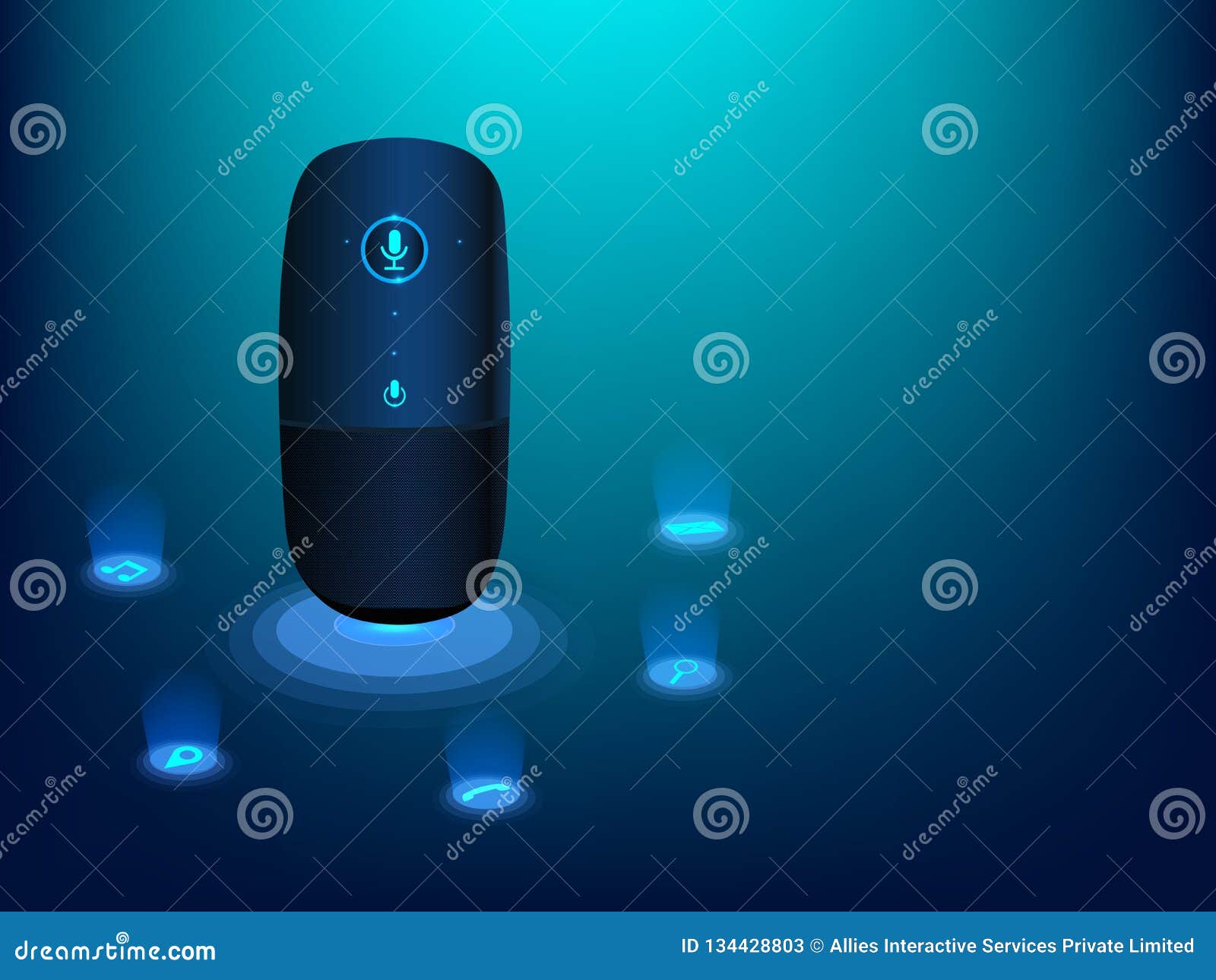 Smart Voice Recognition Gadget. Stock Illustration - Illustration of ...