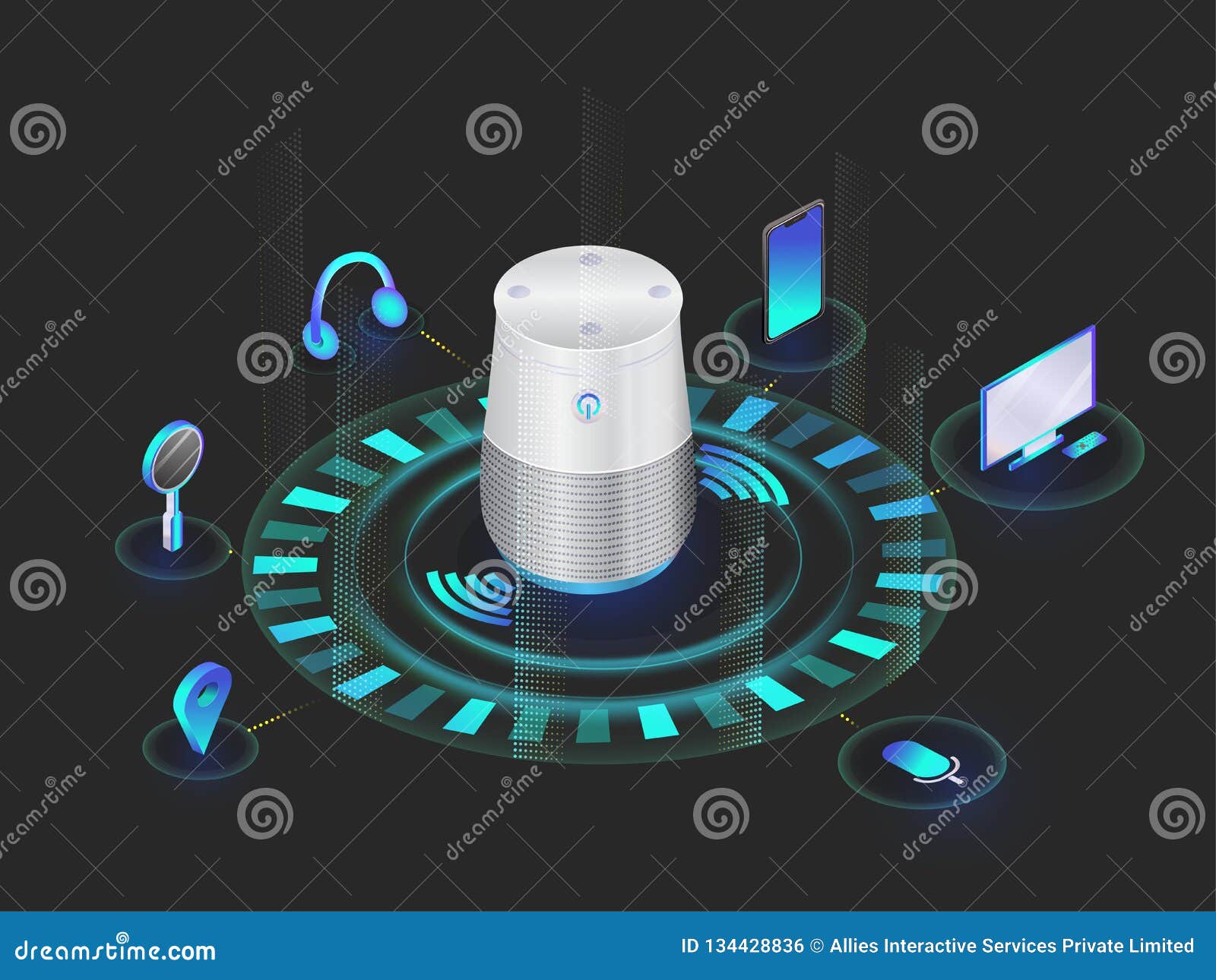 Smart Voice Recognition Gadget. Stock Illustration - Illustration of ...