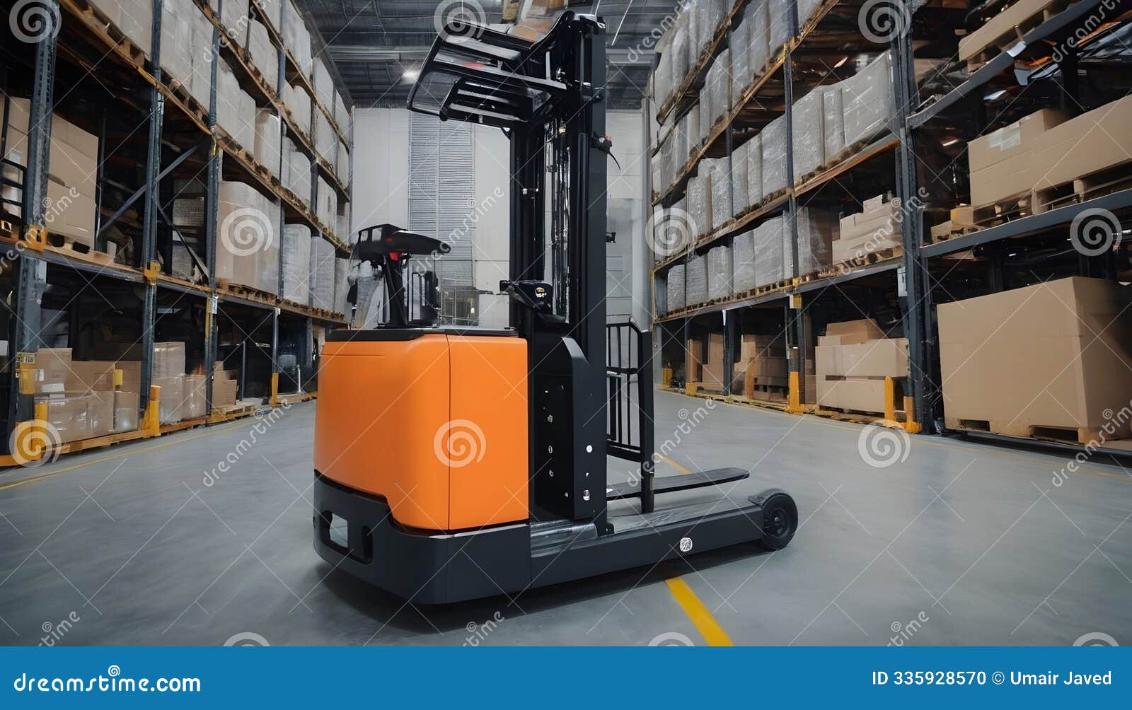 Automated Forklifts In A Modern Logistics Hub Stock Image ...