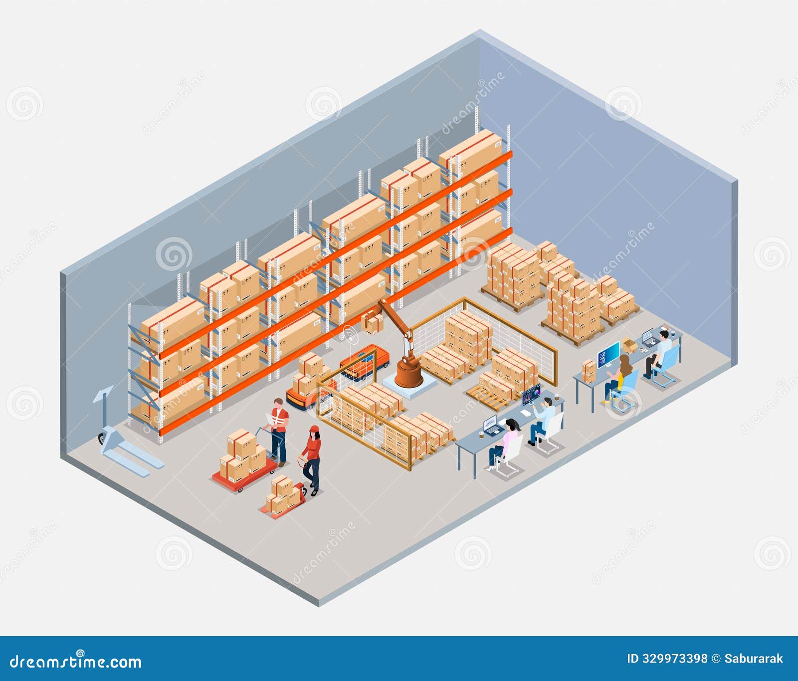 Smart Warehouse Management System with Automated Warehouse Robots Stock ...