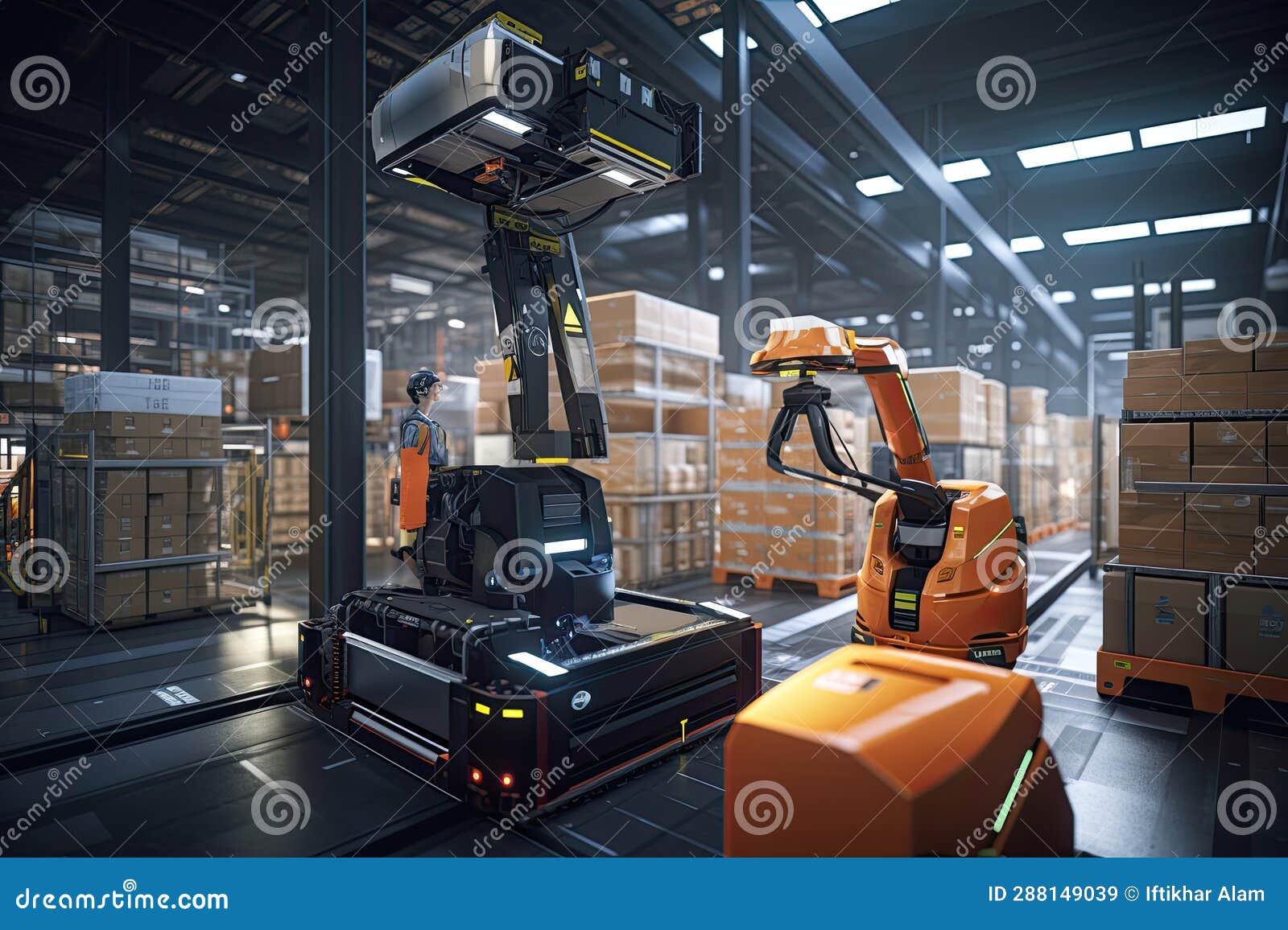 AI Picking Robot Warehouse Icon Vector. Automated Warehouse Icon. Agv ...