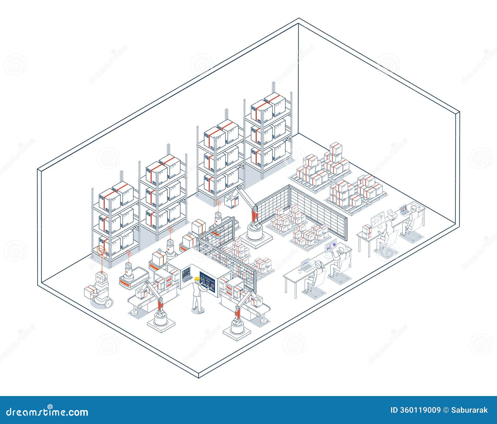Smart Warehouse Logistic, Futuristic Warehouse Featuring Shimmering ...