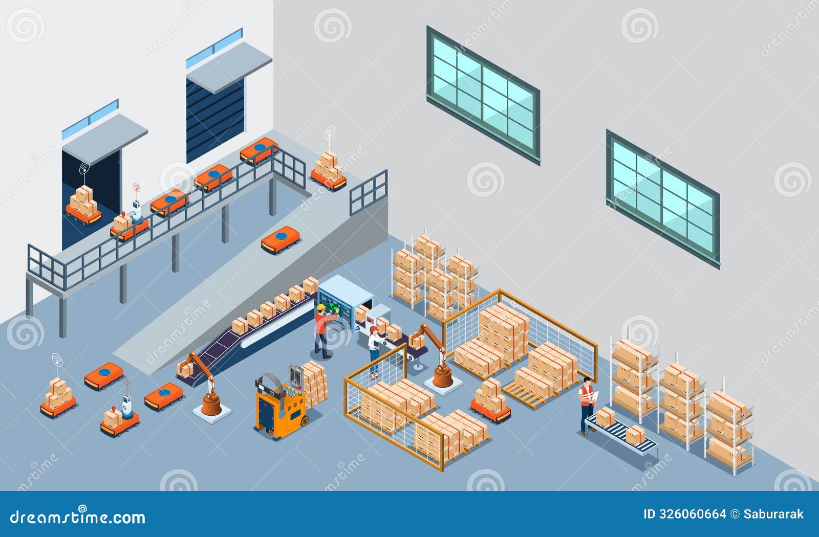 Smart Warehouse Technology And Automated Warehouse Robots Concept With ... Smart Warehouse Technology And Automated Warehouse Robots Concept With ...