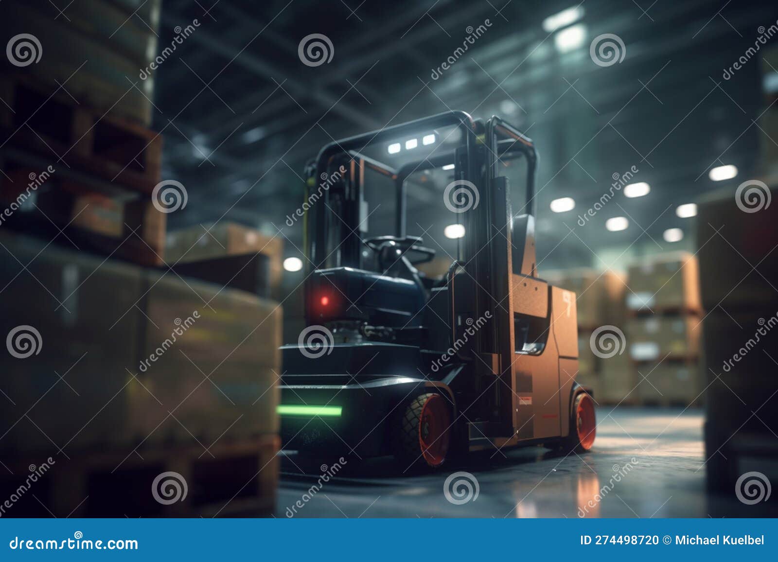 Smart Warehouses Of The Future: AI-Controlled Forklifts At Work Royalty ...