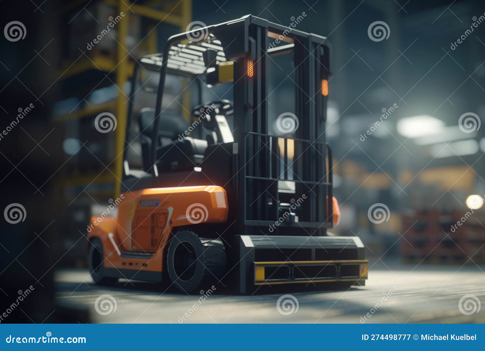 Smart Warehouses of the Future: AI-Controlled Forklifts at Work Stock ...
