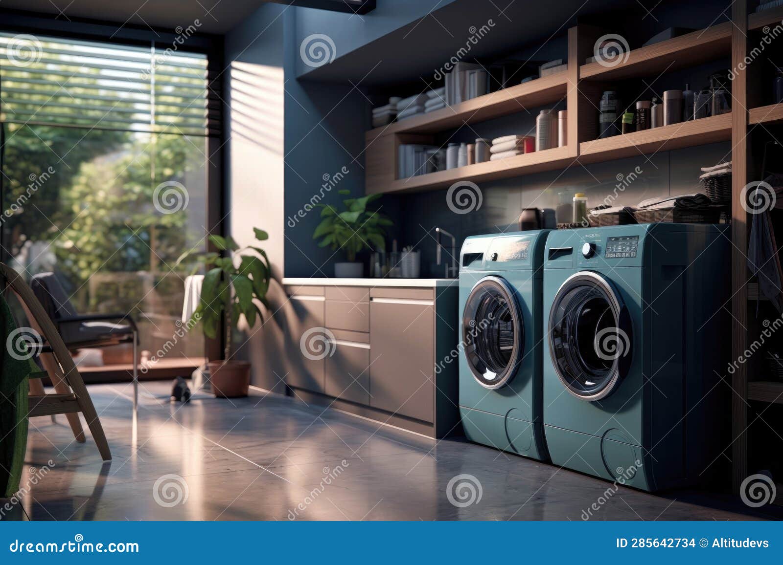 Smart Washer Connected To Home Automation System Stock Illustration ...