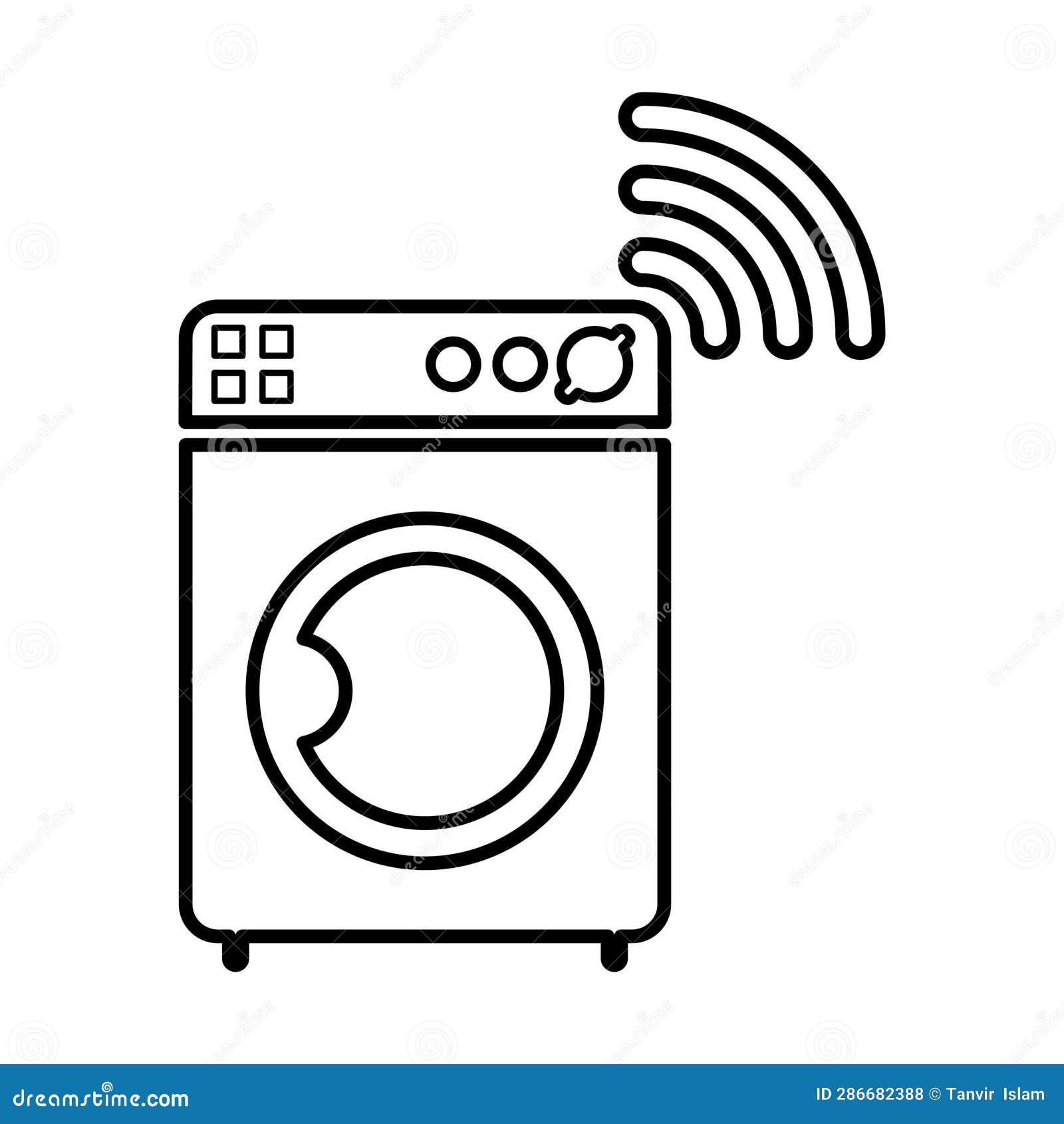 Smart Washing Machine Icon in Outline Style Stock Illustration ...