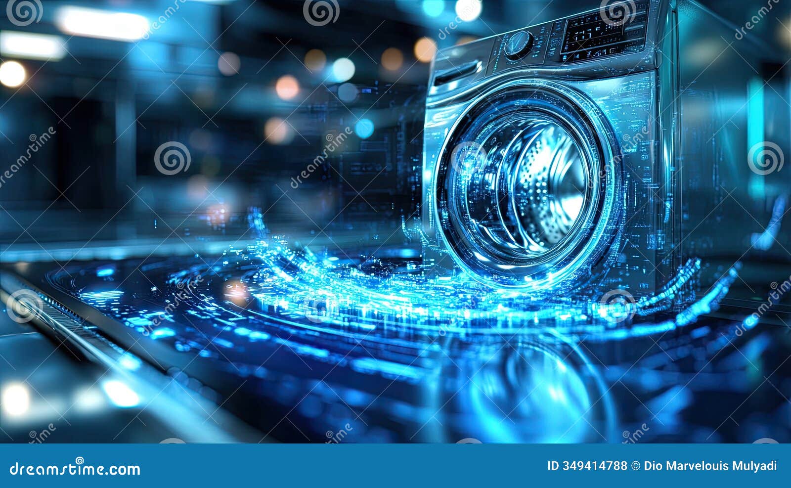 Smart Washing Machine, Modern Laundry Technology Stock Illustration ...