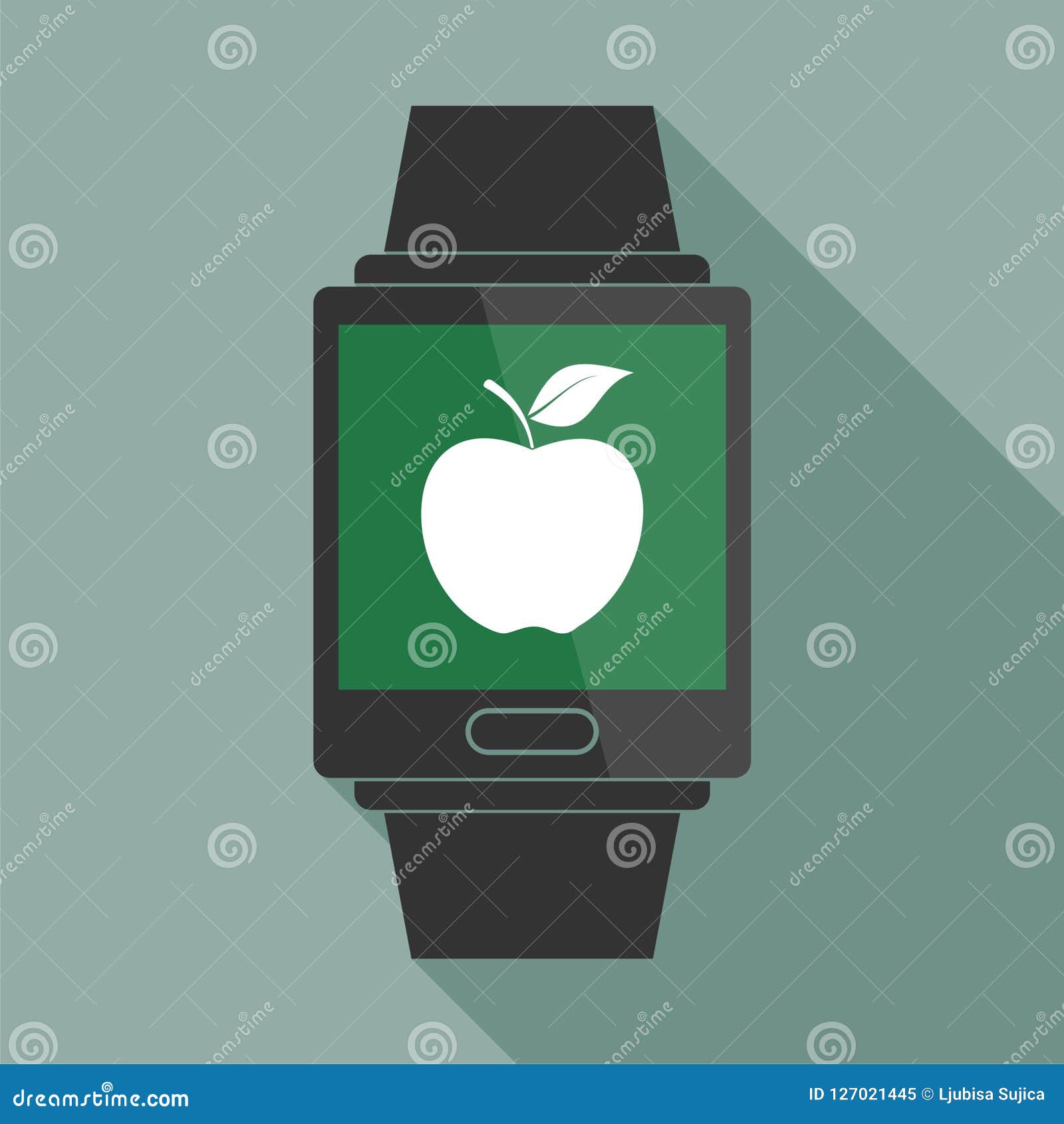 Smart watch with a apple stock vector. Illustration of apple - 127021445