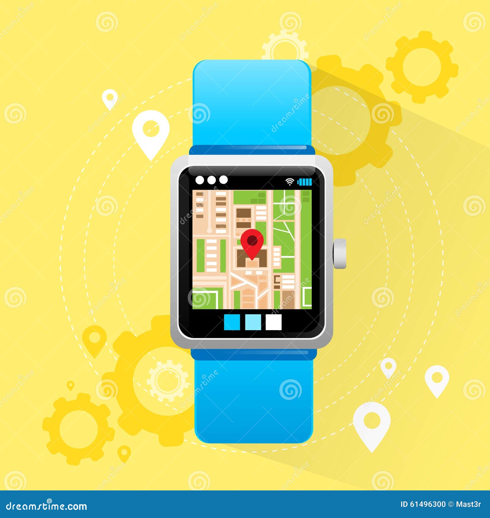 Smart Watch Application City Map Navigation Stock Vector - Illustration ...