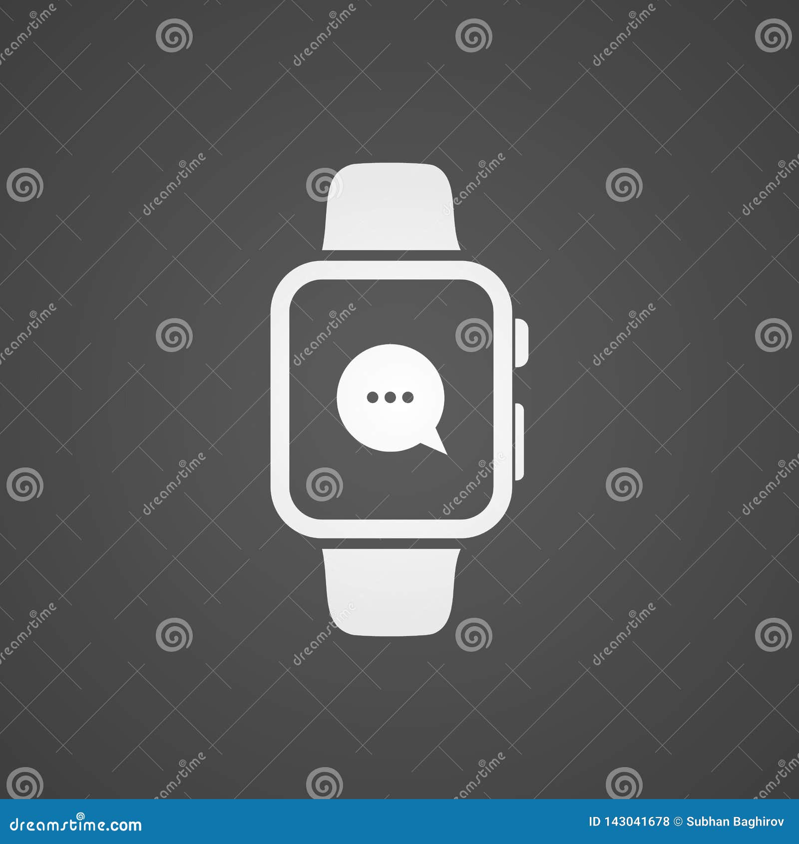 Smart Watch with Message Application Icon on Screen Stock Vector ...