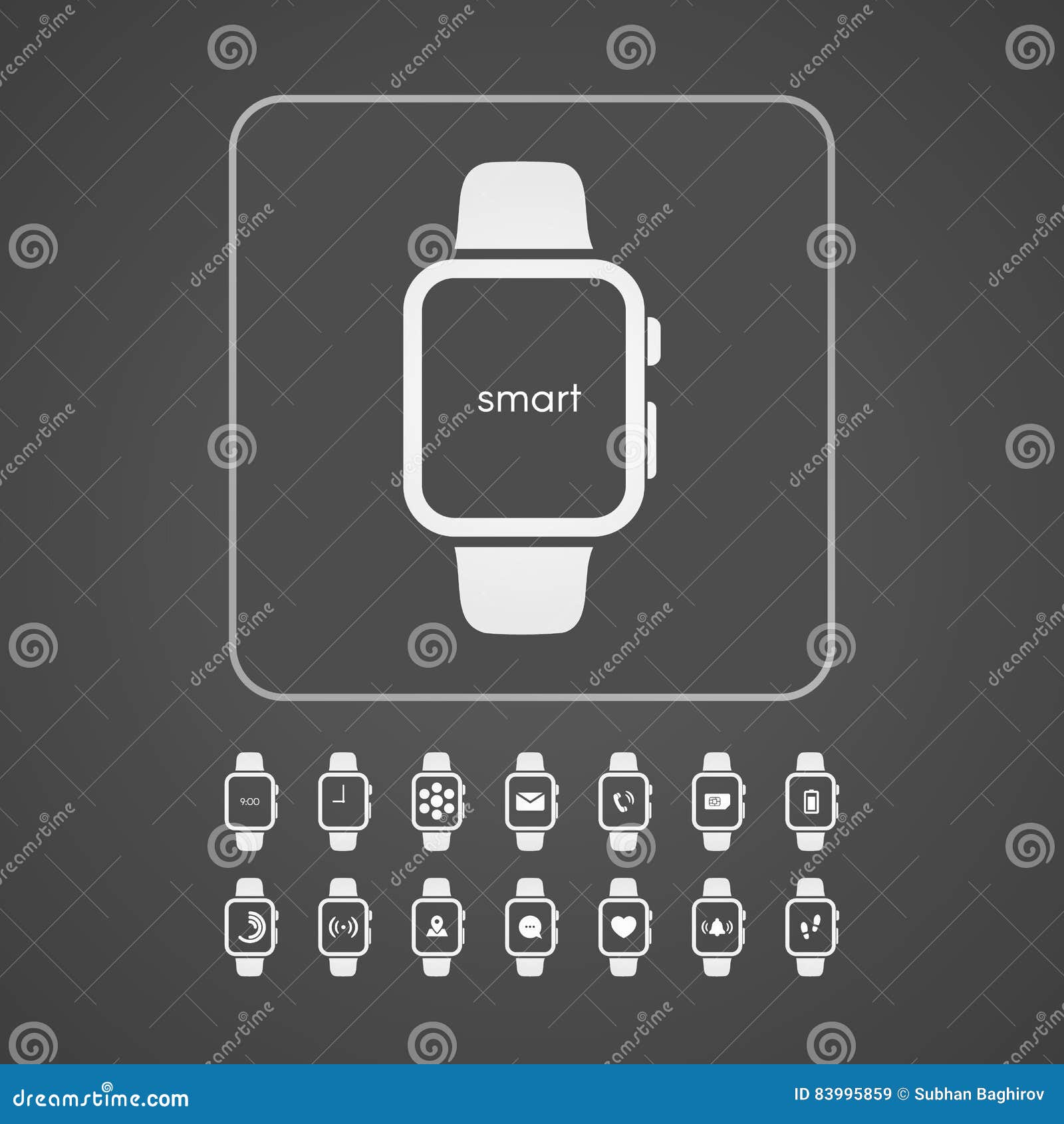 Smart Watch with Application Icon on Screen. Stock Vector ...
