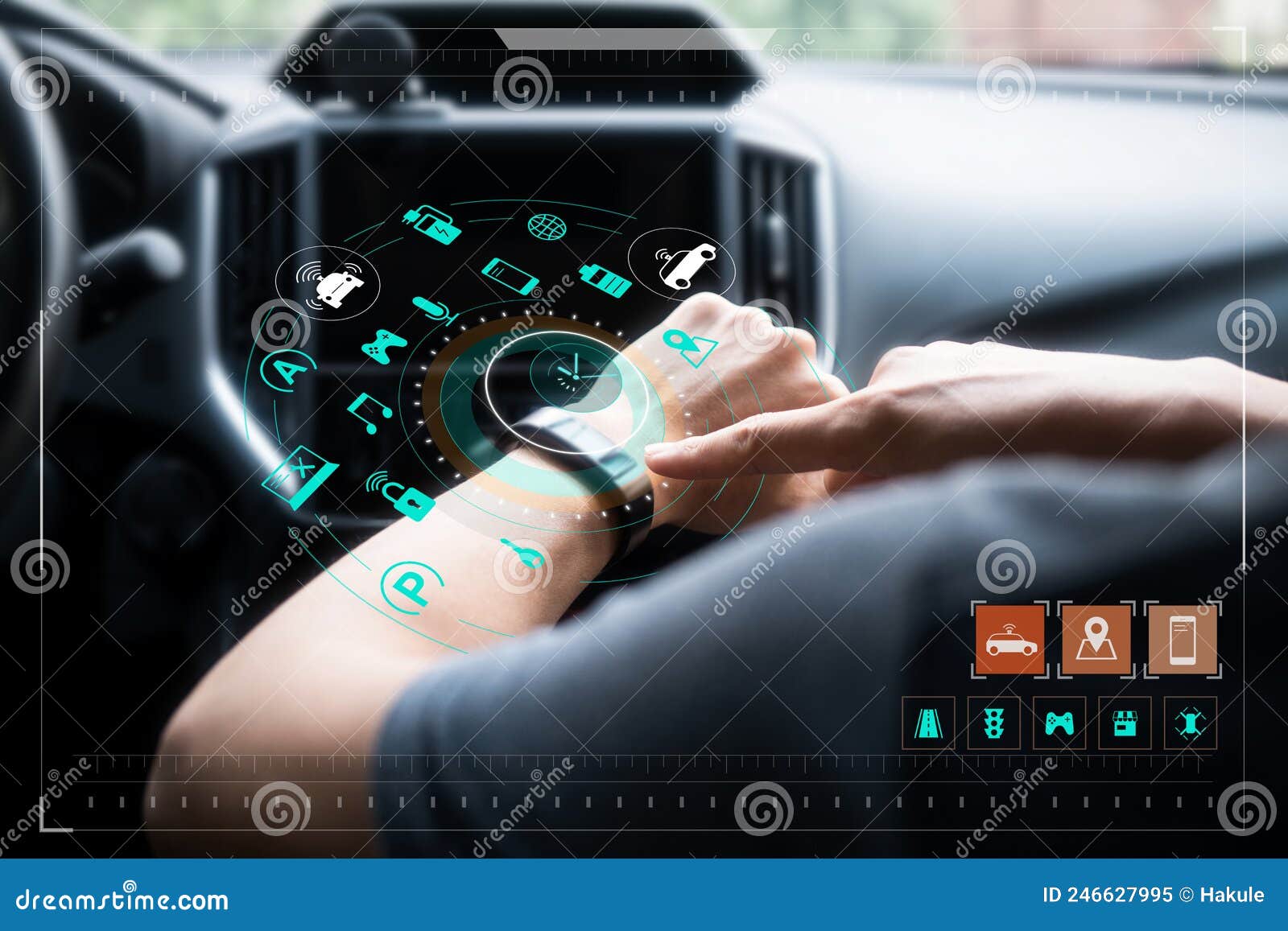 Smart Watch and Autopilot, Smart Car with Artificial Intelligence Stock ...