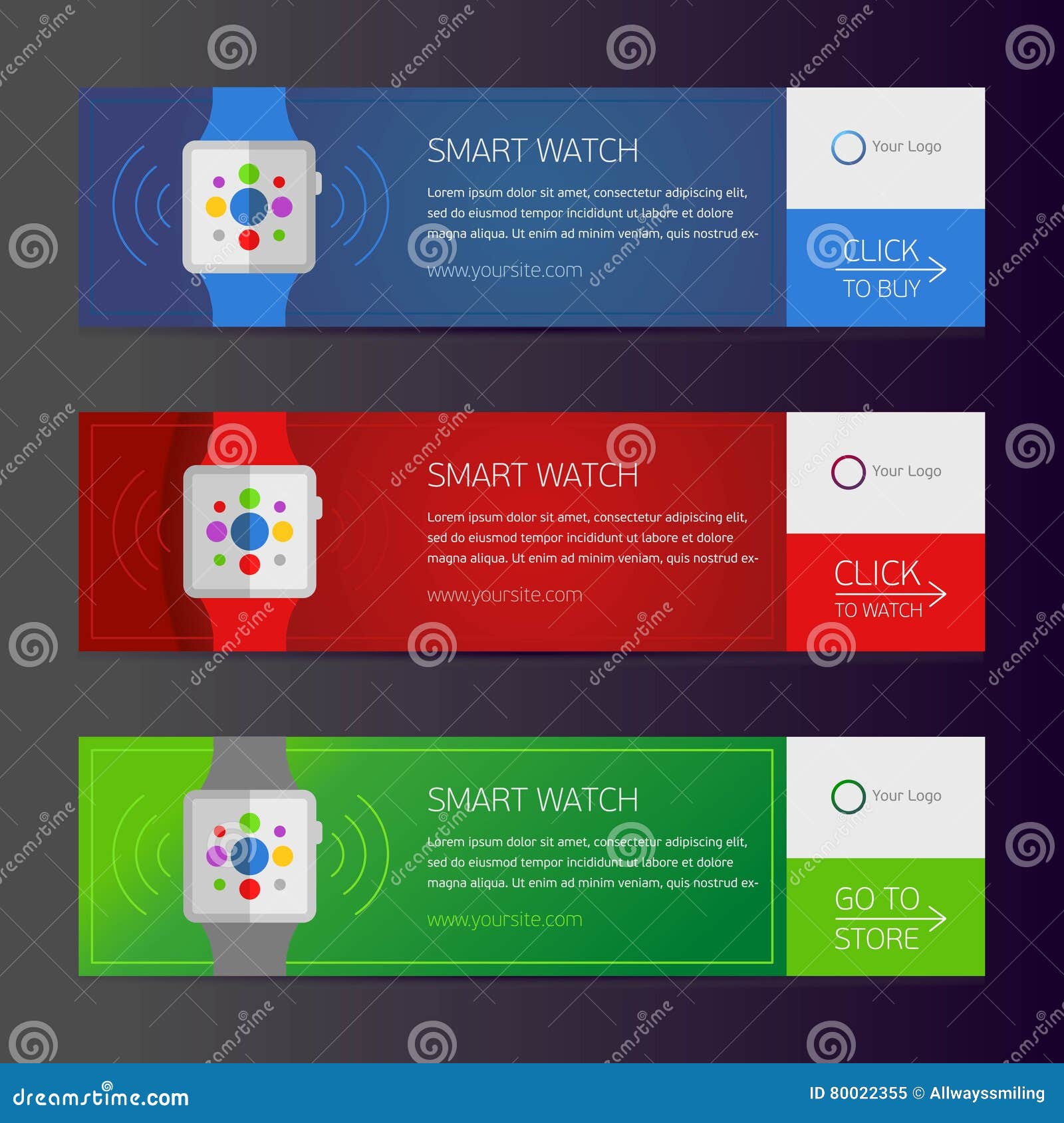 Smart Watch Banner Design or Vector Website Header Stock Vector ...