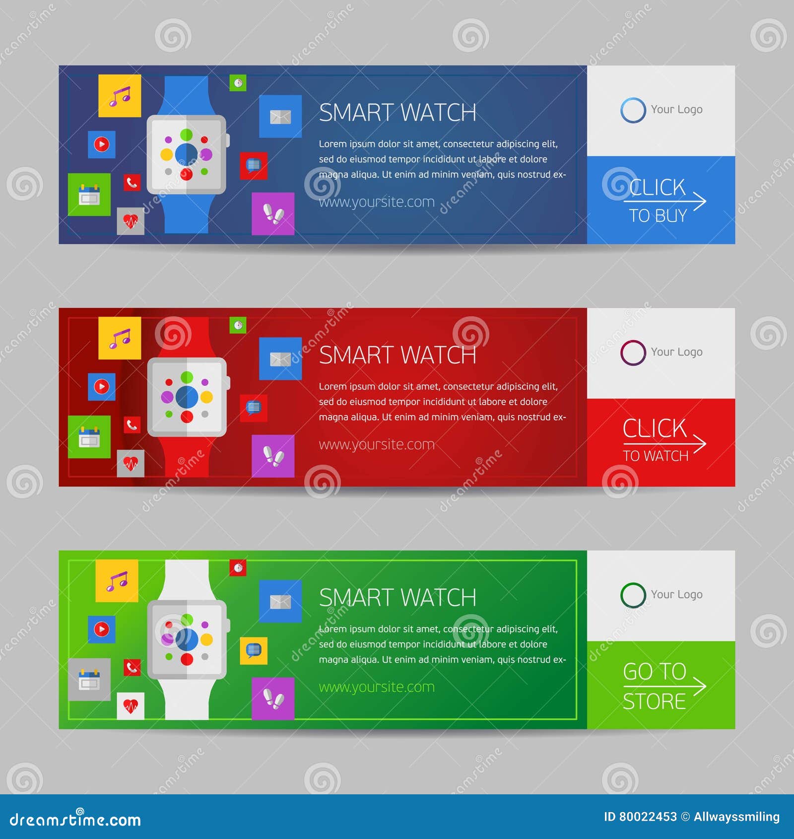 Smart Watch Banner Design or Vector Website Header Stock Vector ...