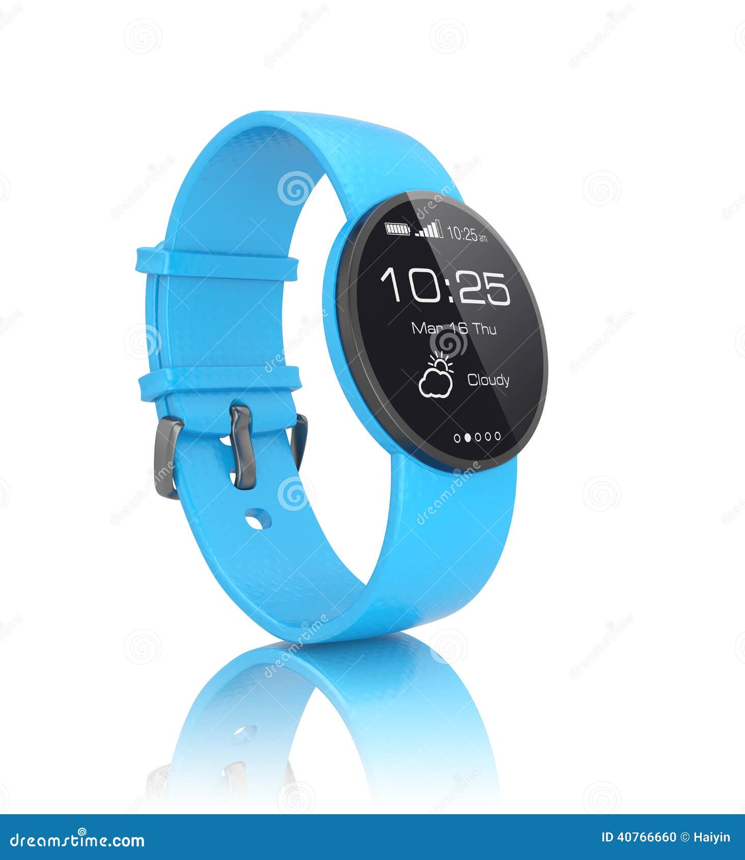 Smart Watch with Blue Watch Band on White Background Stock Illustration ...