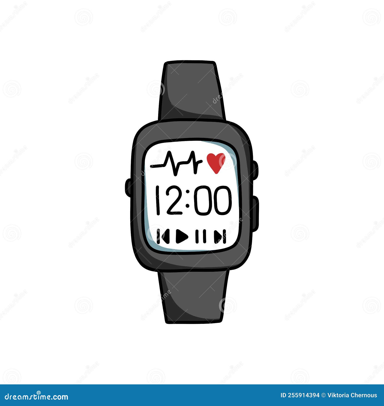Smart Watch Doodle Icon, Vector Color Line Illustration Stock Vector ...