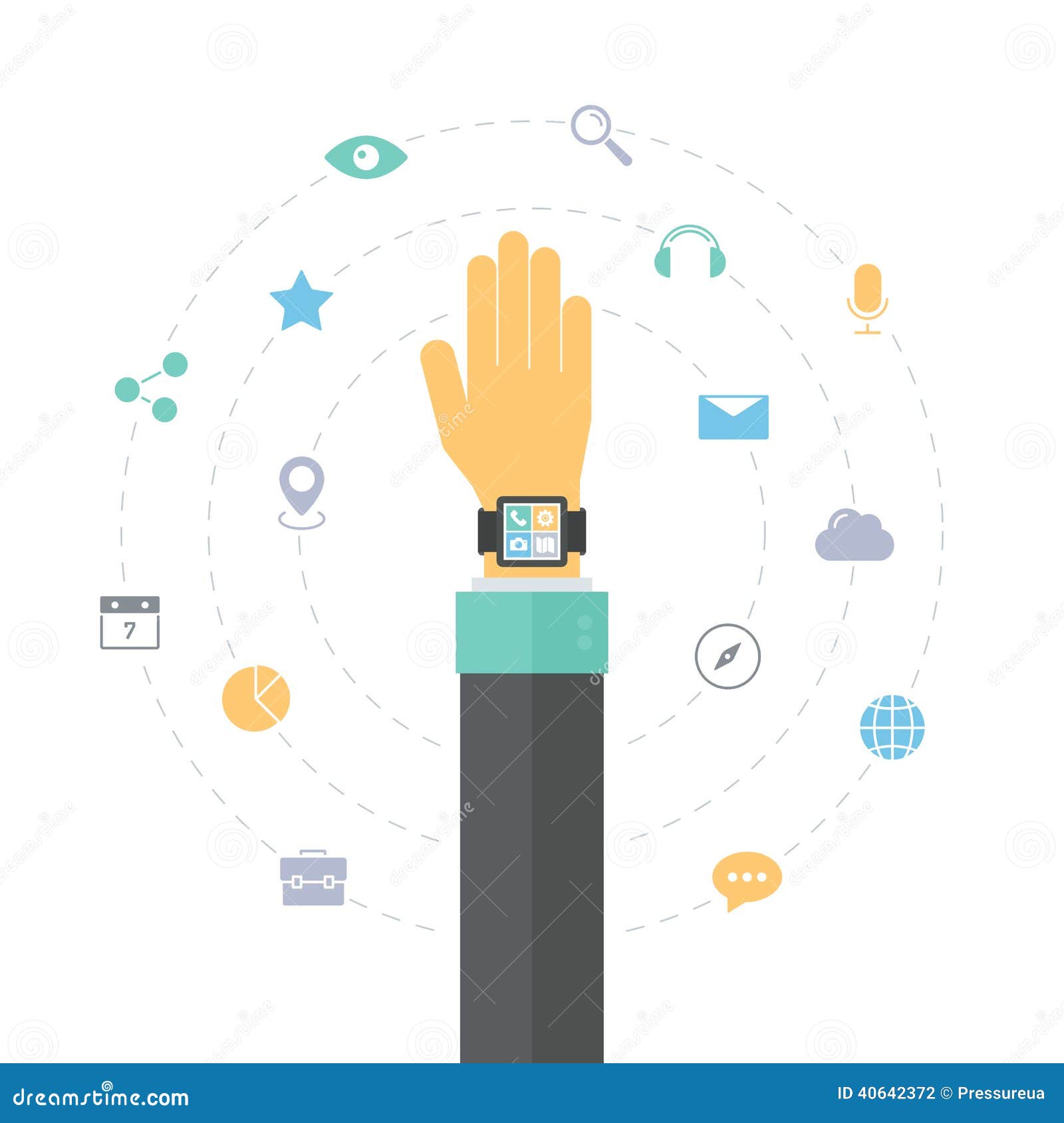 Smart Watch Features Flat Illustration Concept Stock Vector ...