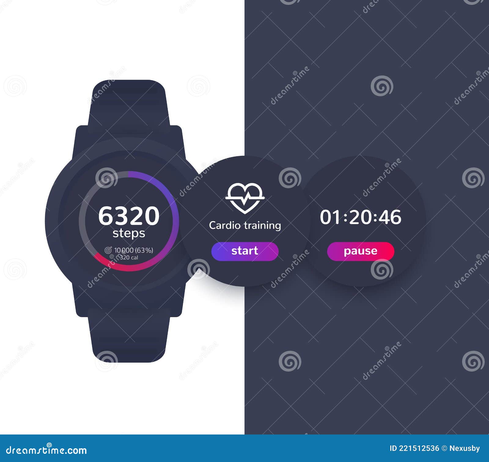 Smart Watch with Fitness App, Activity Tracker Stock Vector ...