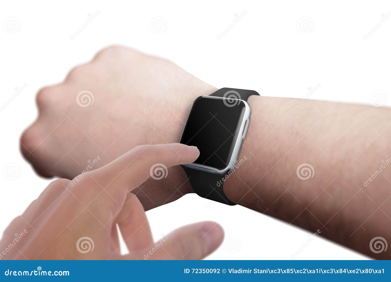 Smart Watch on Hand with Blank Screen for Mockup Stock Photo - Image of ...
