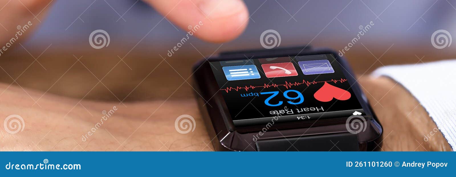 Smart Watch Heartbeat Display Stock Photo - Image of copy, banner ...