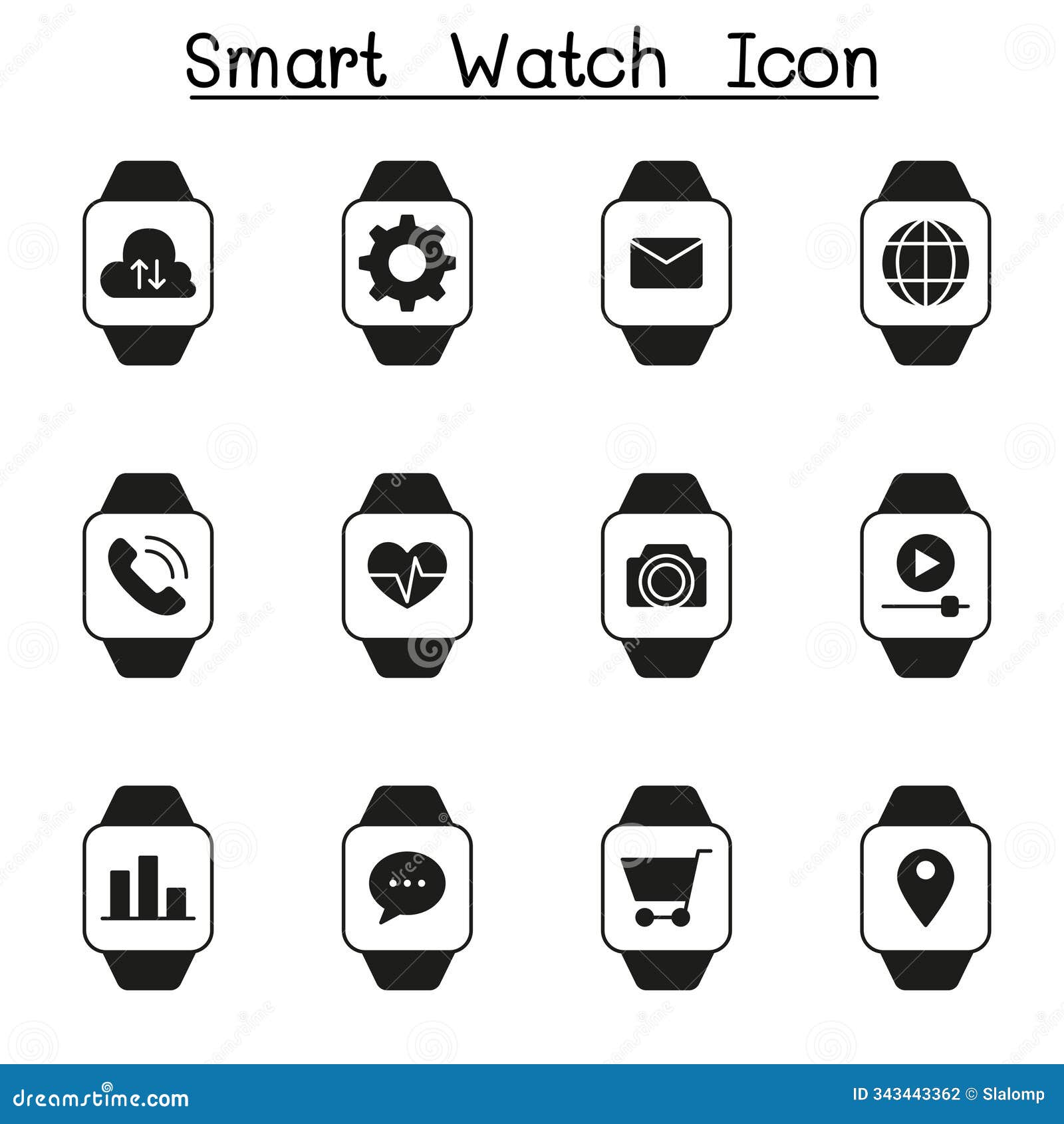 Smart Watch Icon Set Vector Illustration Stock Illustration ...