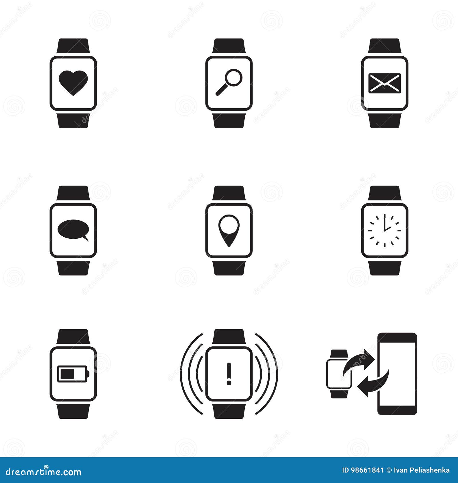 Smart watch icons stock illustration. Illustration of data - 98661841