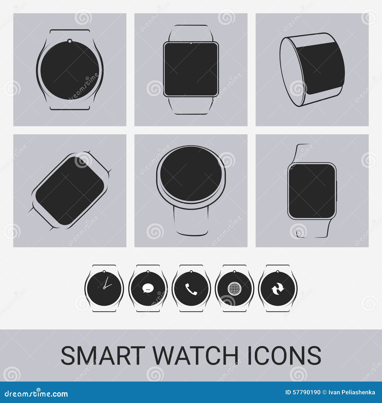 Smart watch icons stock illustration. Illustration of communication ...