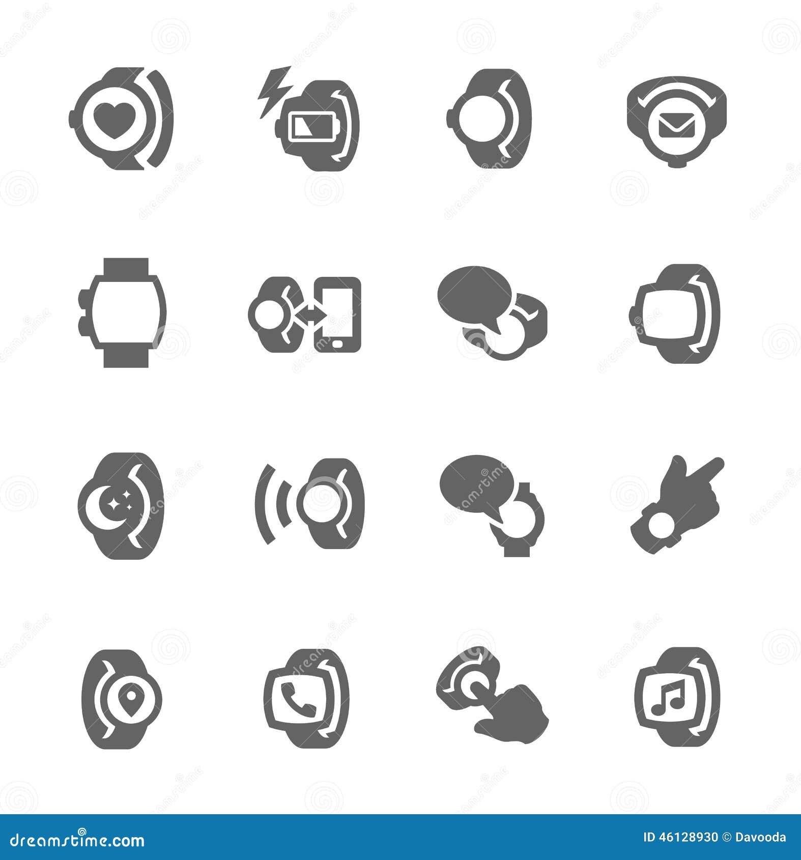 Smart Watch Icons stock vector. Illustration of phone - 46128930