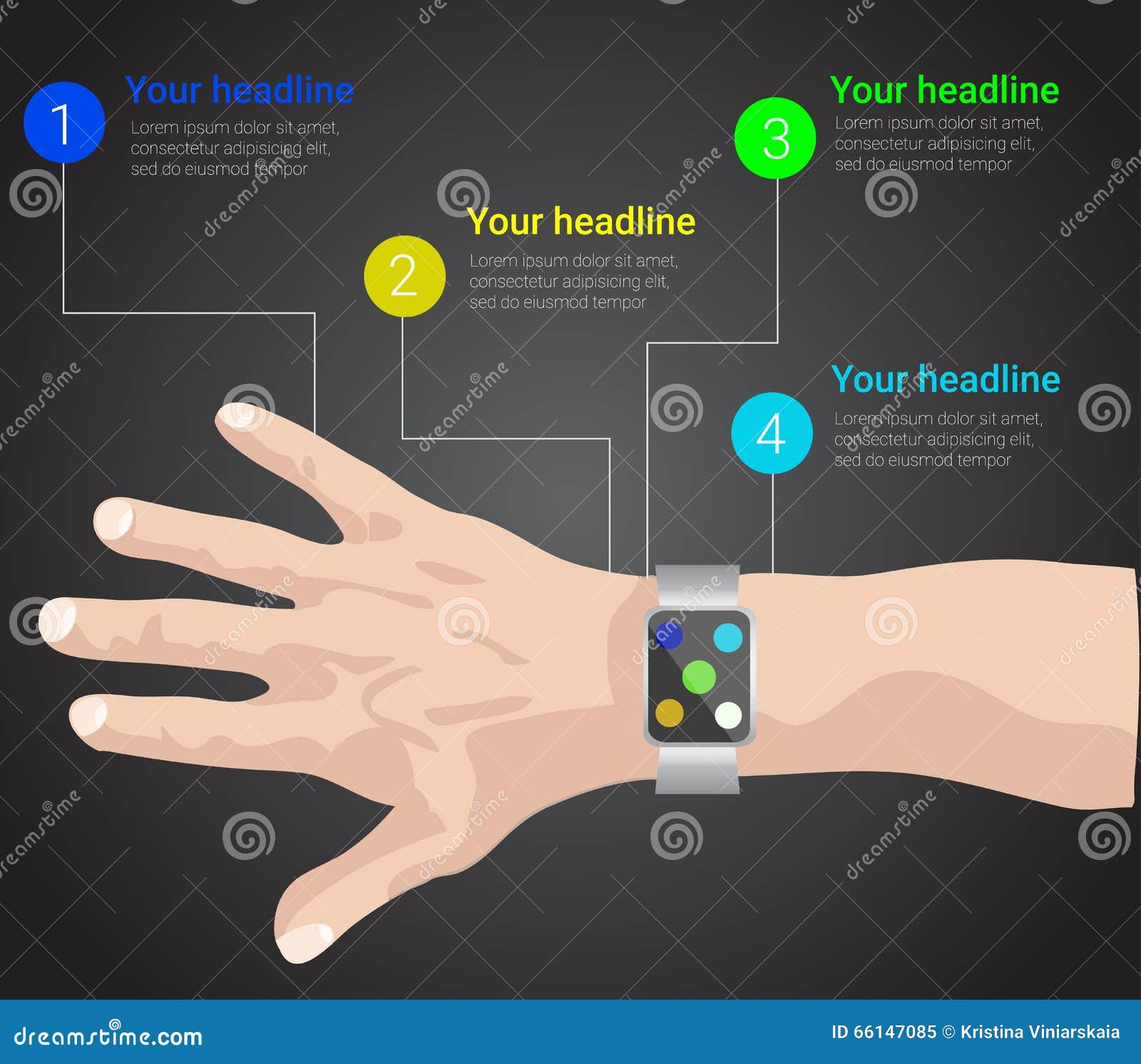Smart watch infographic stock vector. Illustration of applications ...