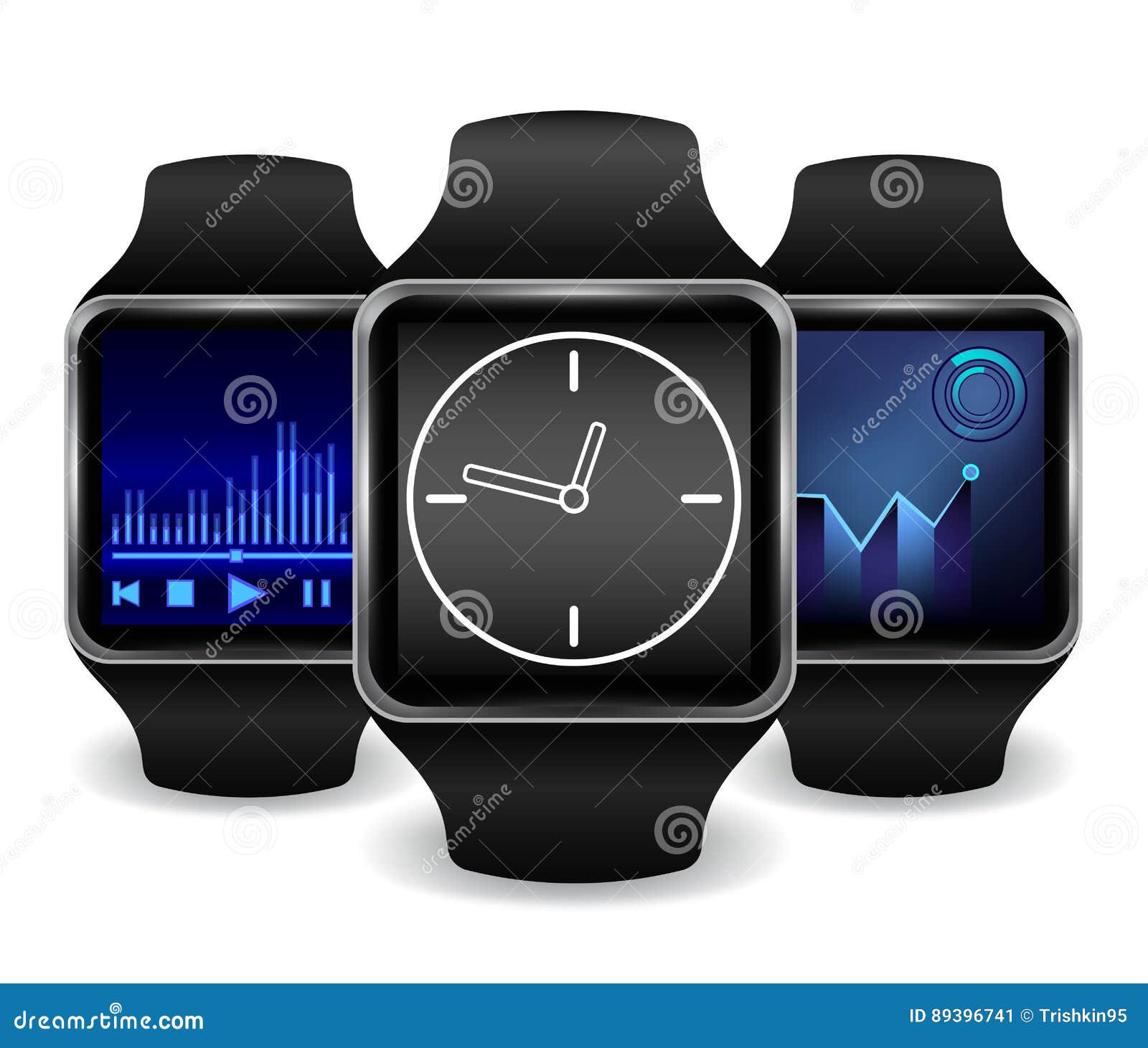 Smart Watch with Interface in Several Color Options . Illustration ...