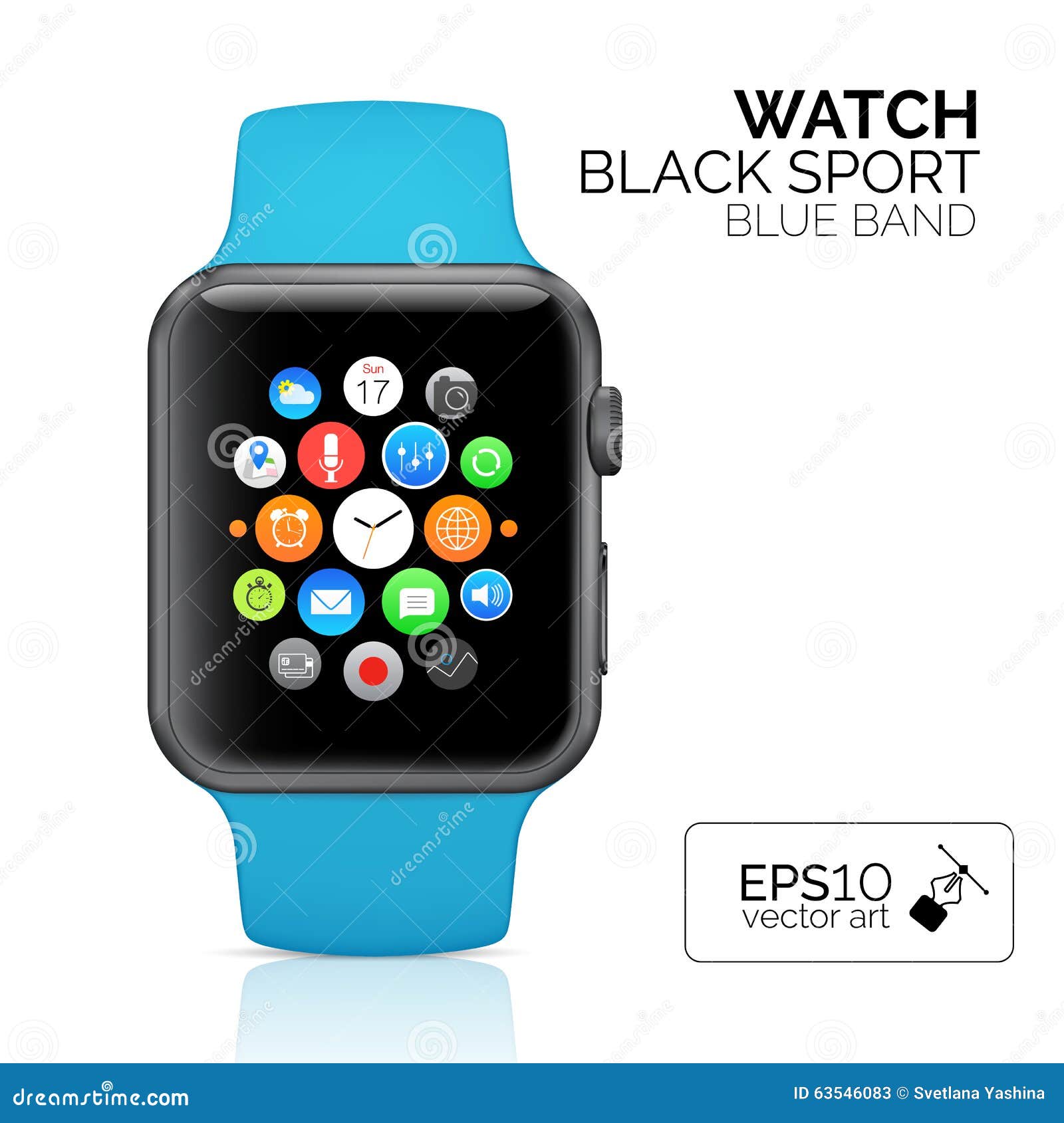 Smart watch isolated stock vector. Illustration of band - 63546083