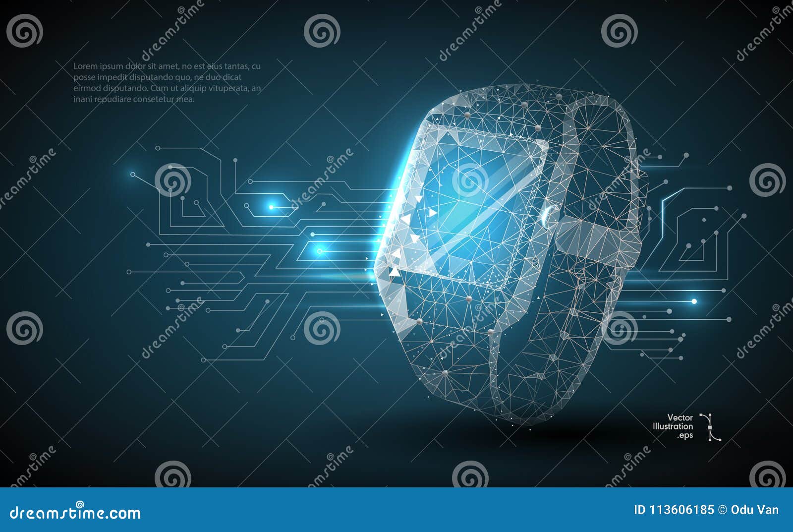 Smart watch low poly stock vector. Illustration of clock - 113606185