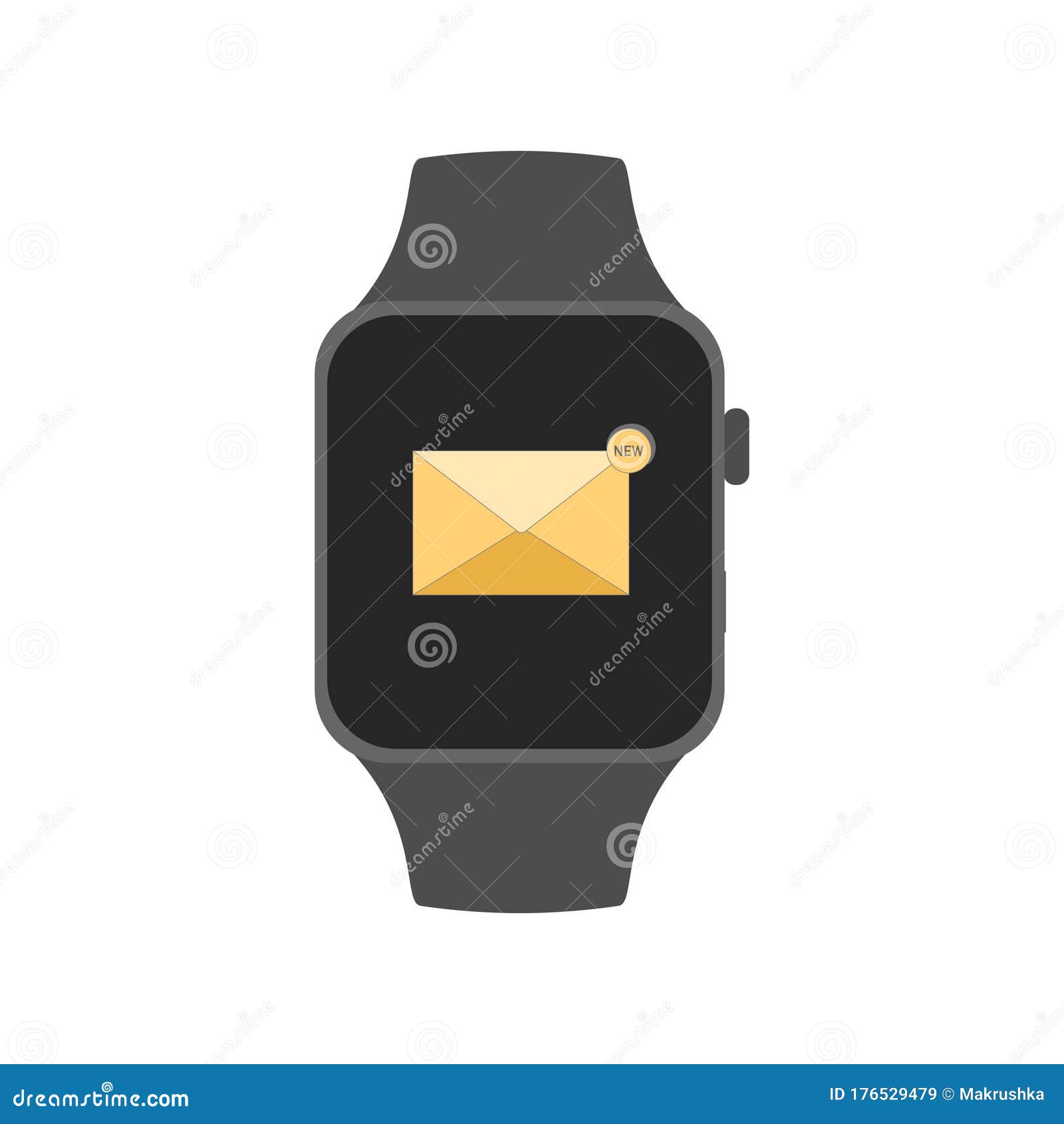 Smart Watch with Mail Notification. Vector EPS 10 Stock Vector ...