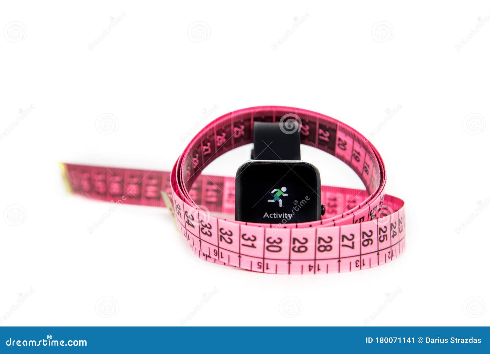 Smart Watch and Measuring Tape Isolated on White. Keep Fit and Active ...