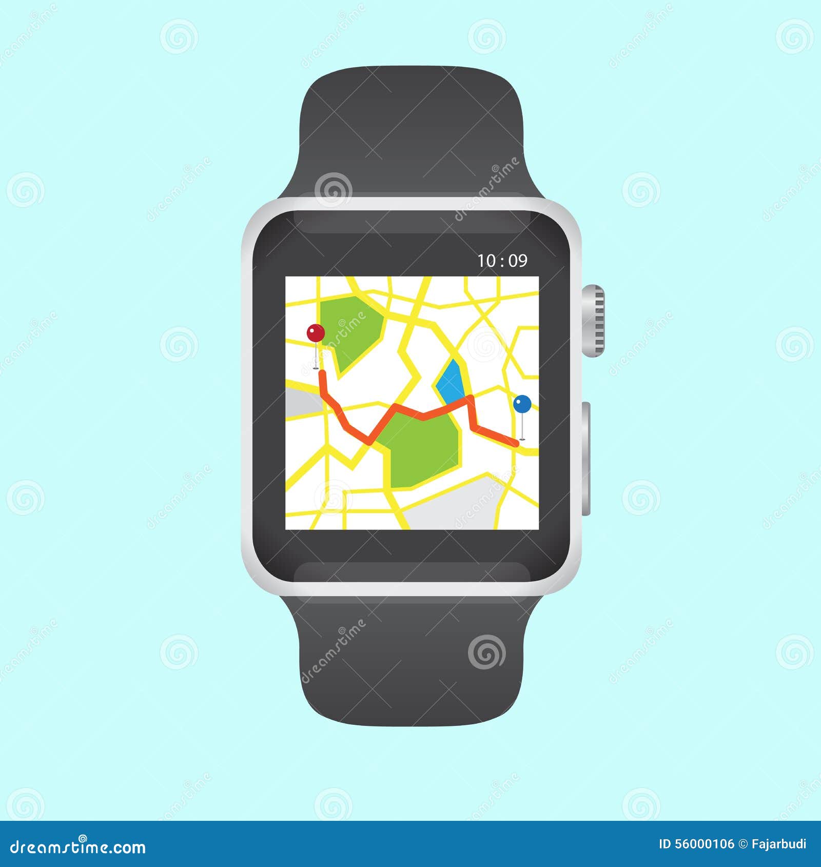 Smart Watch with Navigate Maps Stock Illustration - Illustration of ...