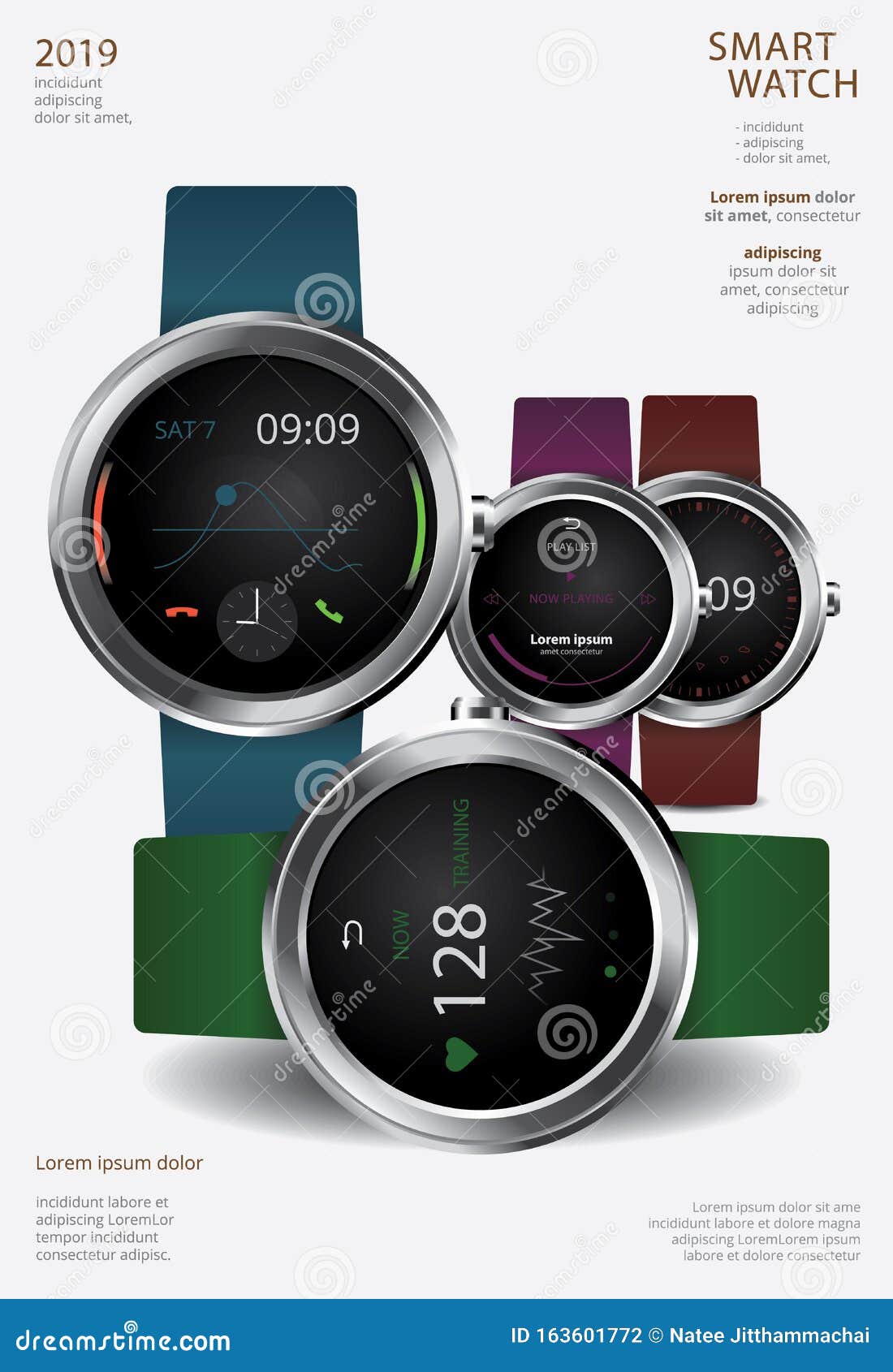 Smart Watch Poster Design Template Stock Vector - Illustration of hand ...