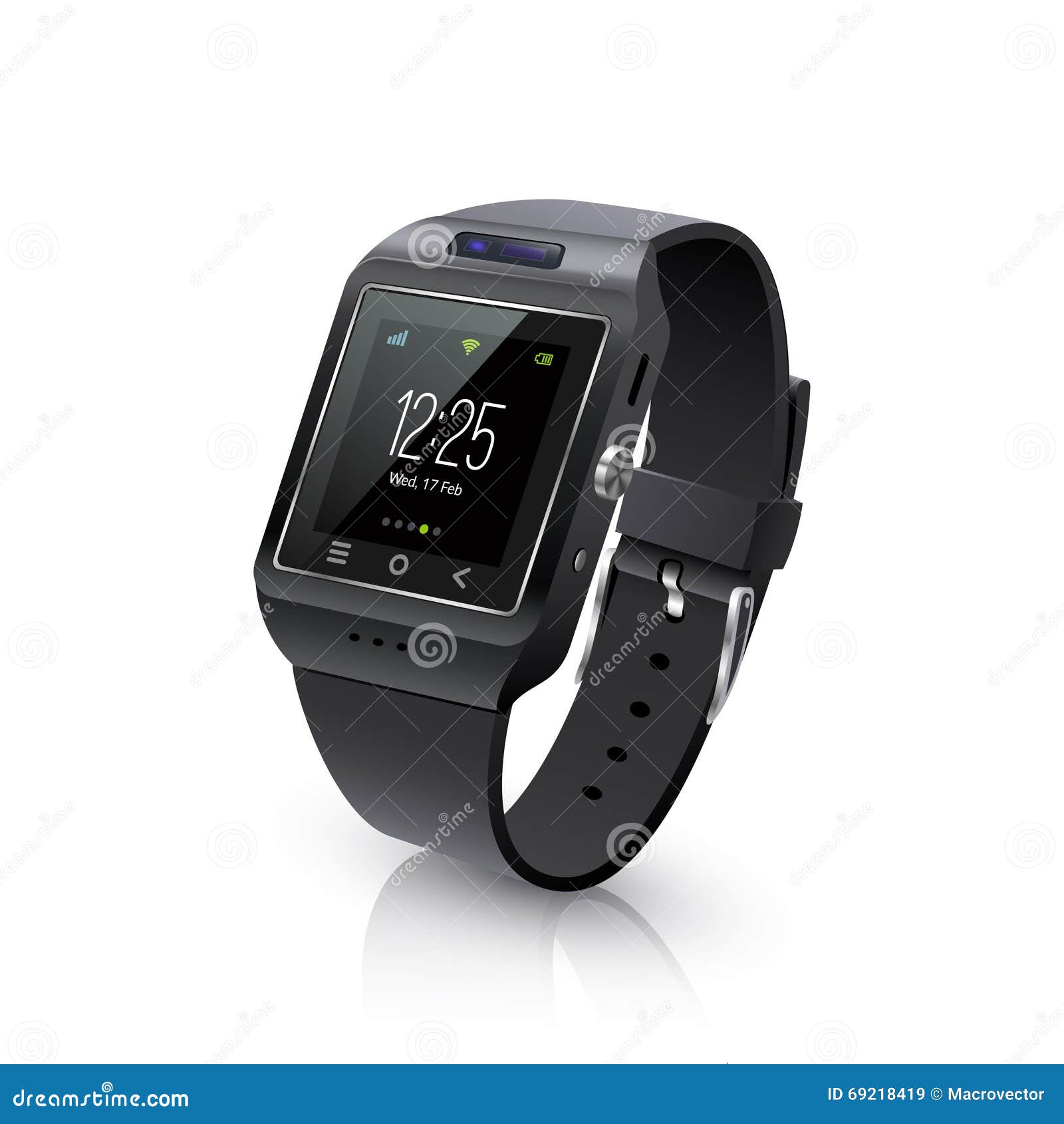 Smart Watch Realistic Image Black Stock Illustration - Illustration of ...