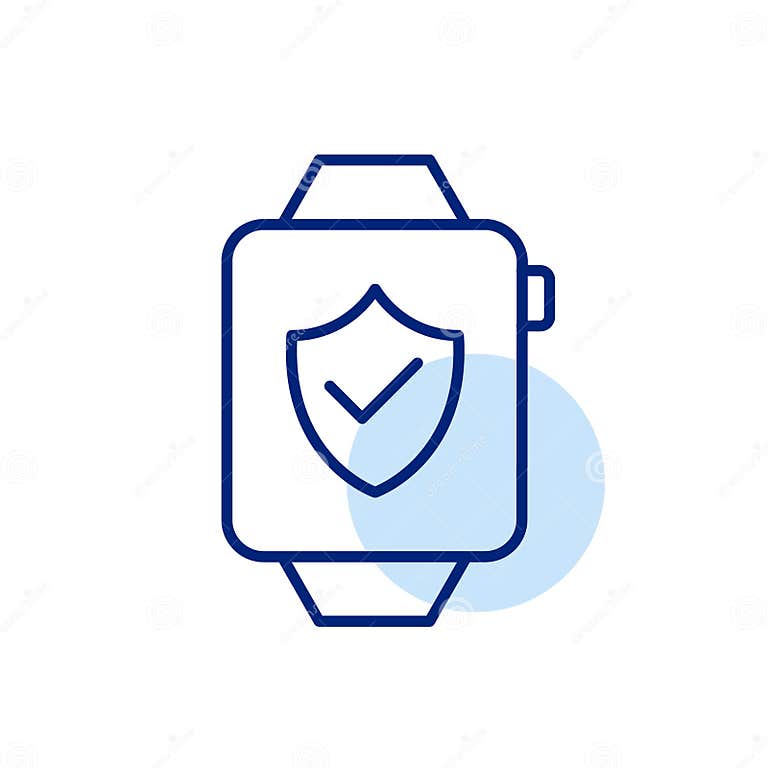 Smart Watch with Security Shield on it. Checkmark Symbol for Data ...