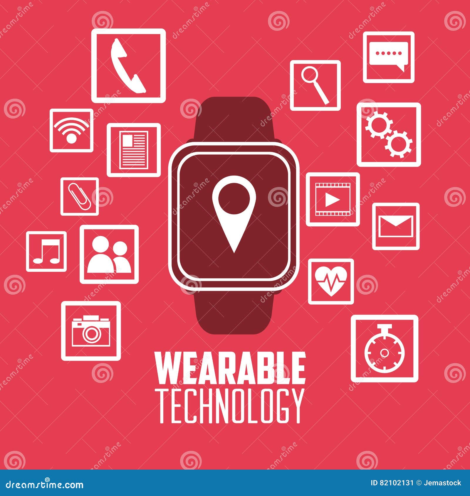 Smart Watch Social Media Wearable Technology Pink Background Stock ...