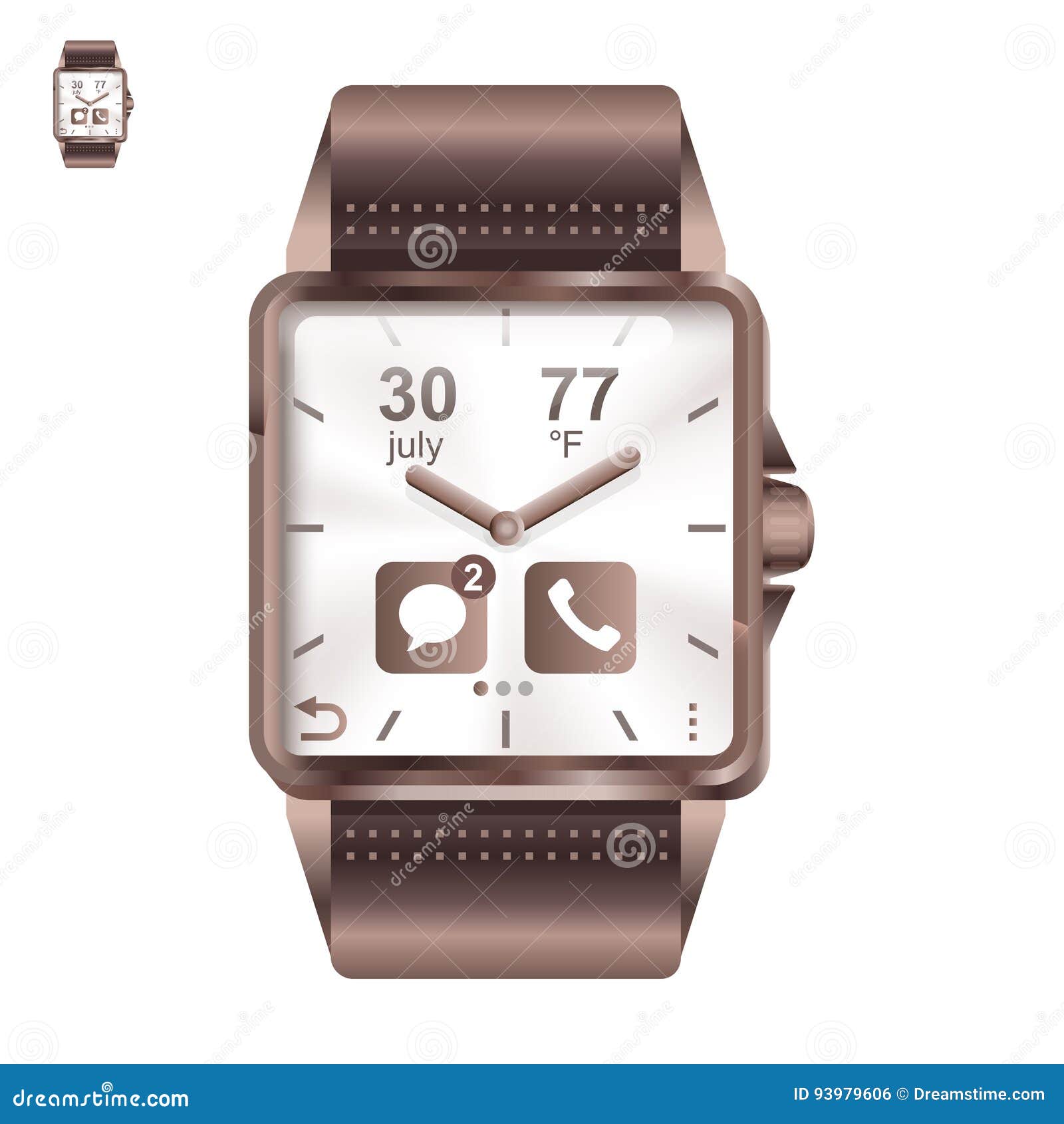 Smart Watch Square in Realistic Style Stock Illustration - Illustration ...