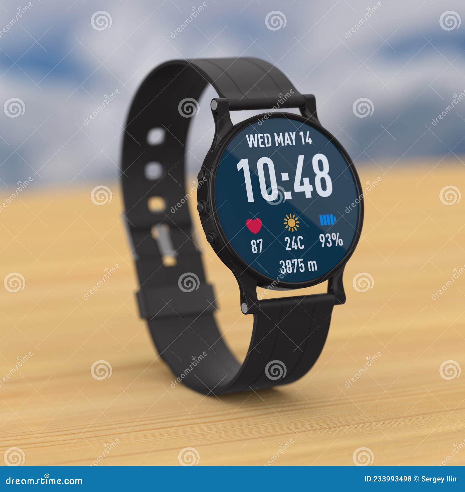 Smart Watch on Table. 3D Illustration Stock Illustration - Illustration ...