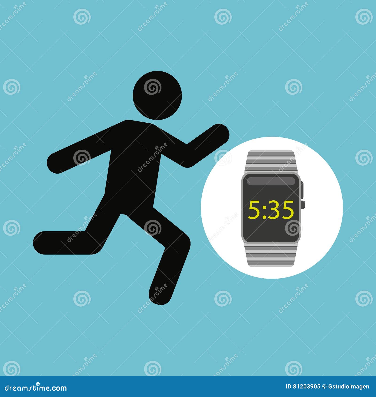 Smart Watch Technology with Character Man Run Stock Vector ...