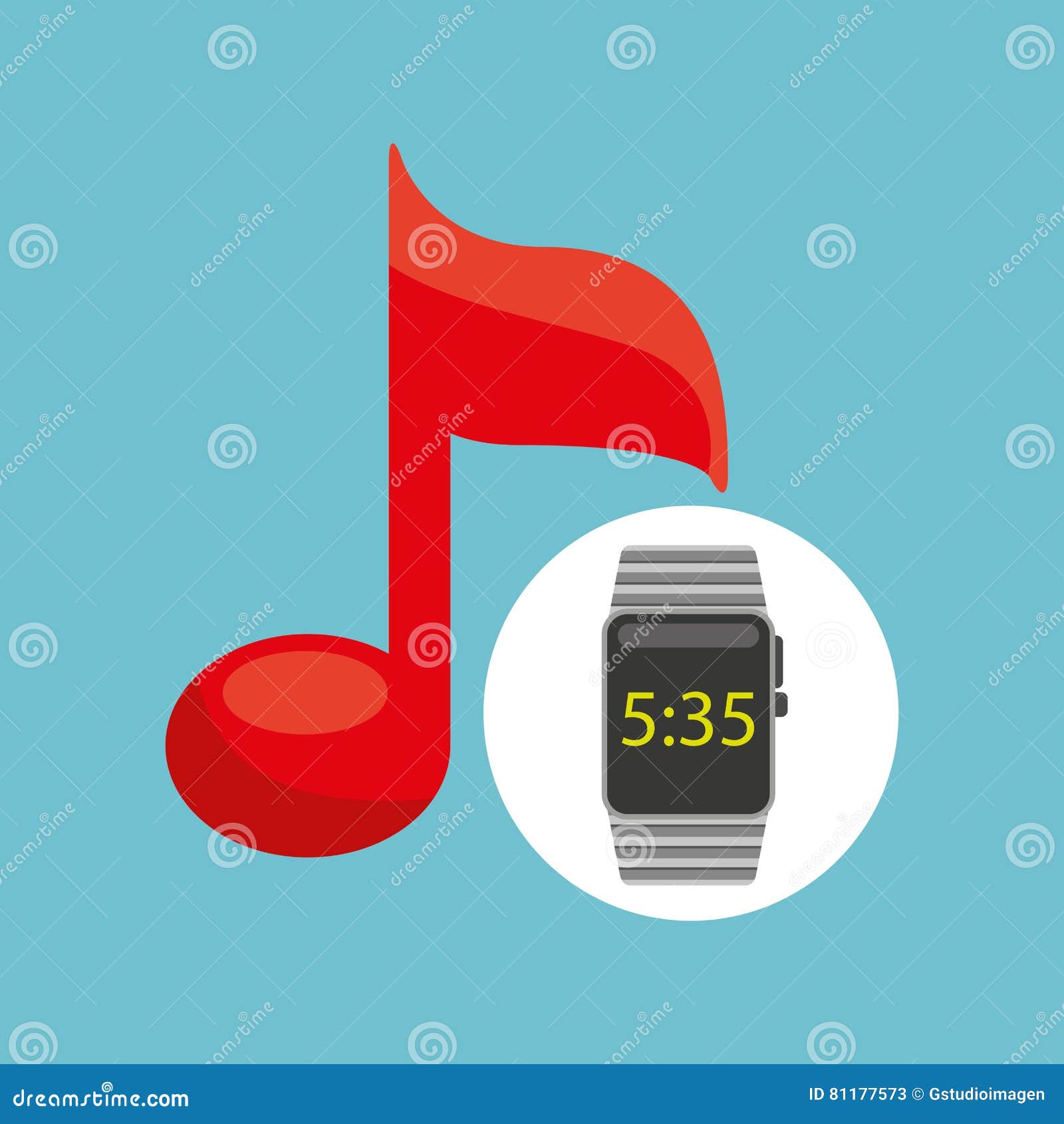 Smart Watch Technology with Music Note Stock Vector - Illustration of ...