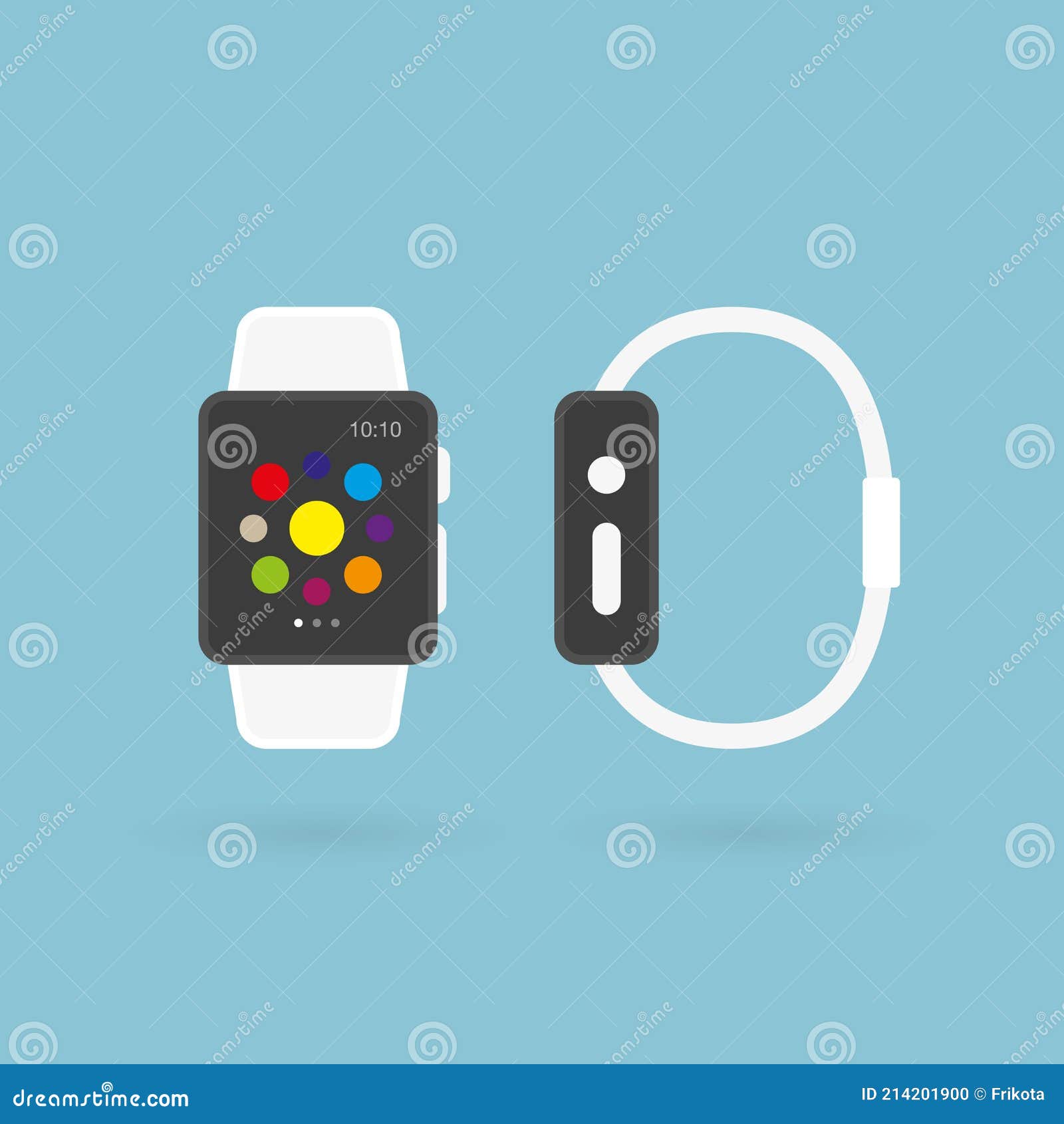 Smart Watch. Top and Side View. Vector Illustration, Flat Design Stock ...
