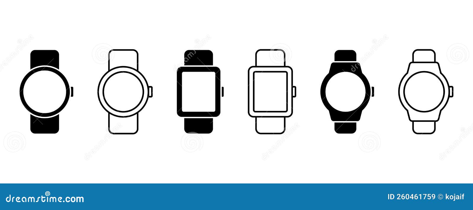 Smart Watch Vector Icon Set. Smartwatch Symbol. Wrist Accessory ...