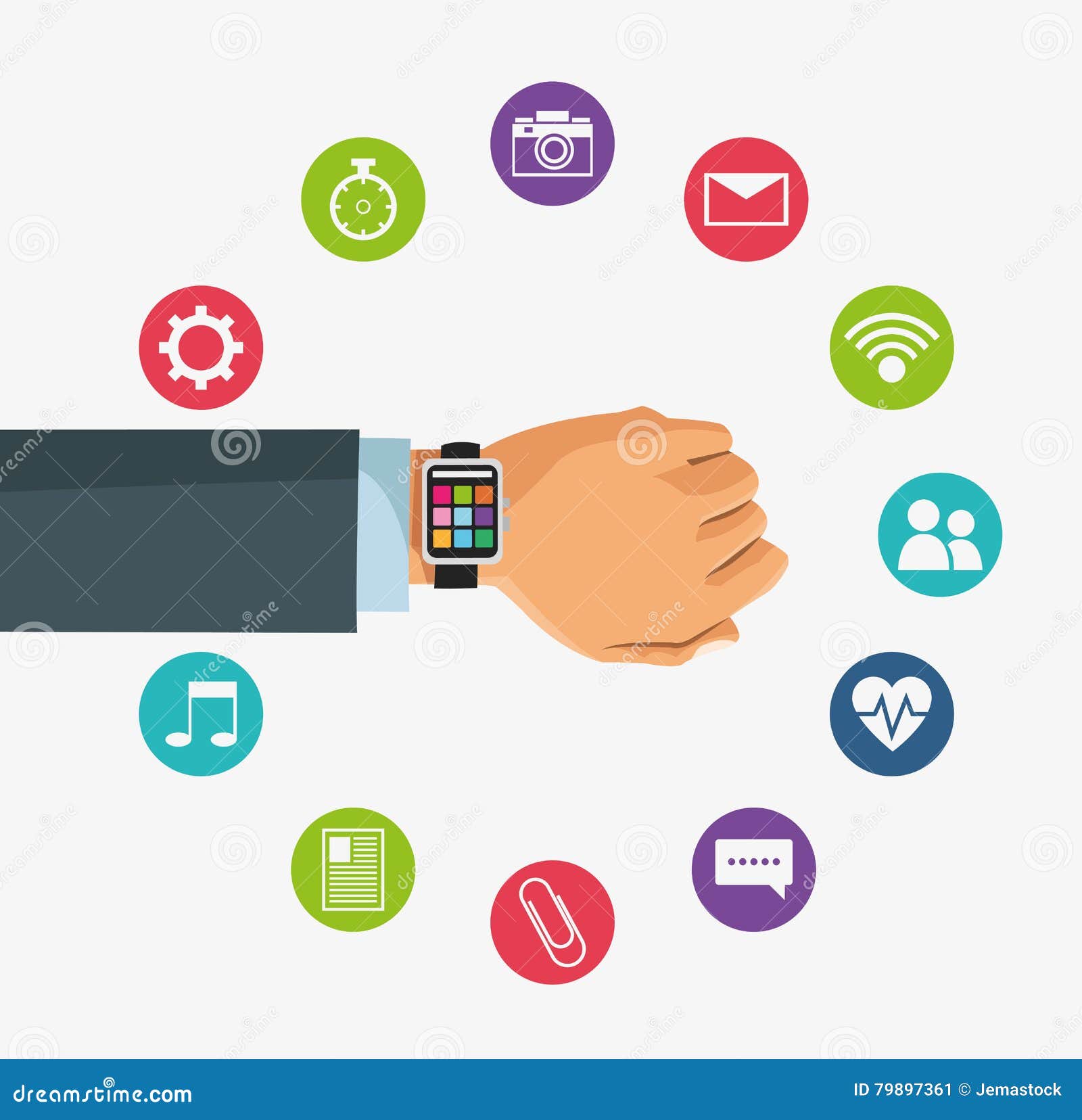 Smart Watch and Wearable Technology Design Stock Illustration ...