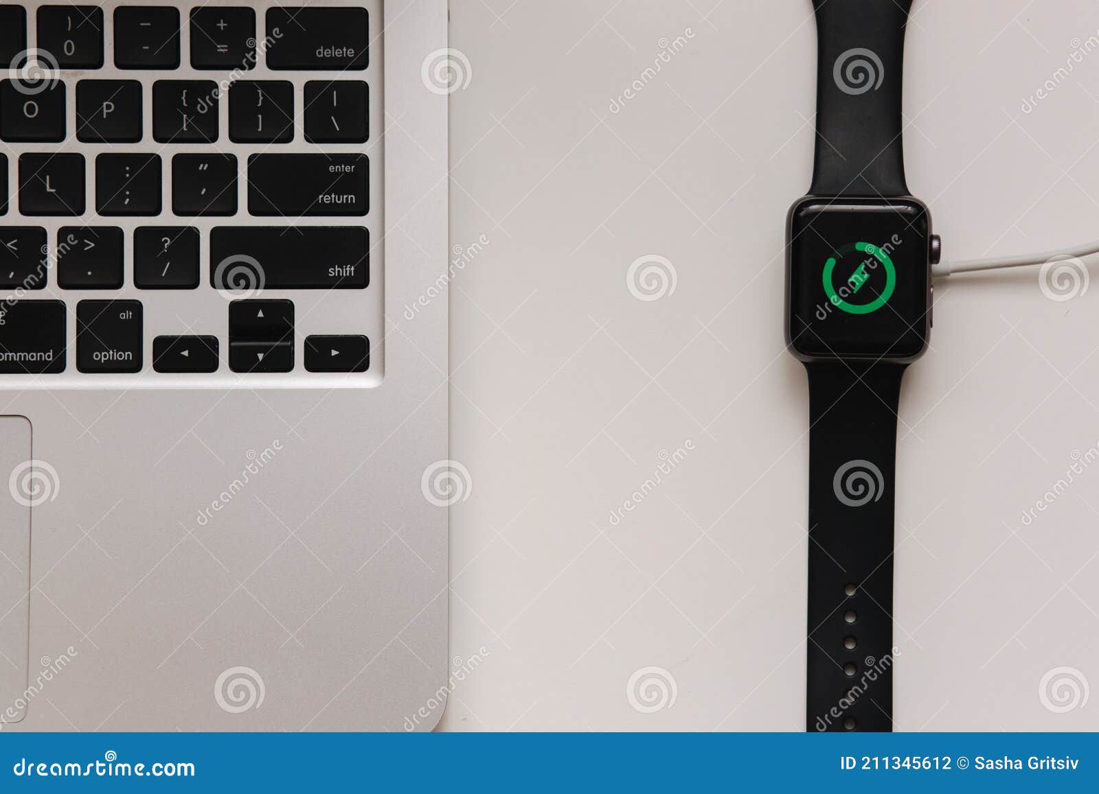 Smart Watch on Wireless Charging with on-screen Charging Indicator ...